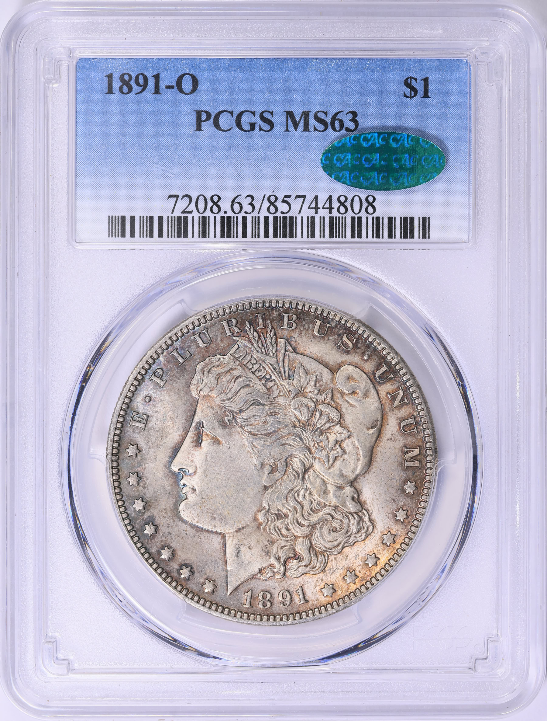 1891-O Morgan Silver Dollar PCGS MS-63 (CAC Green) (Toned) (Item 1799272) | GreatCollections ...
