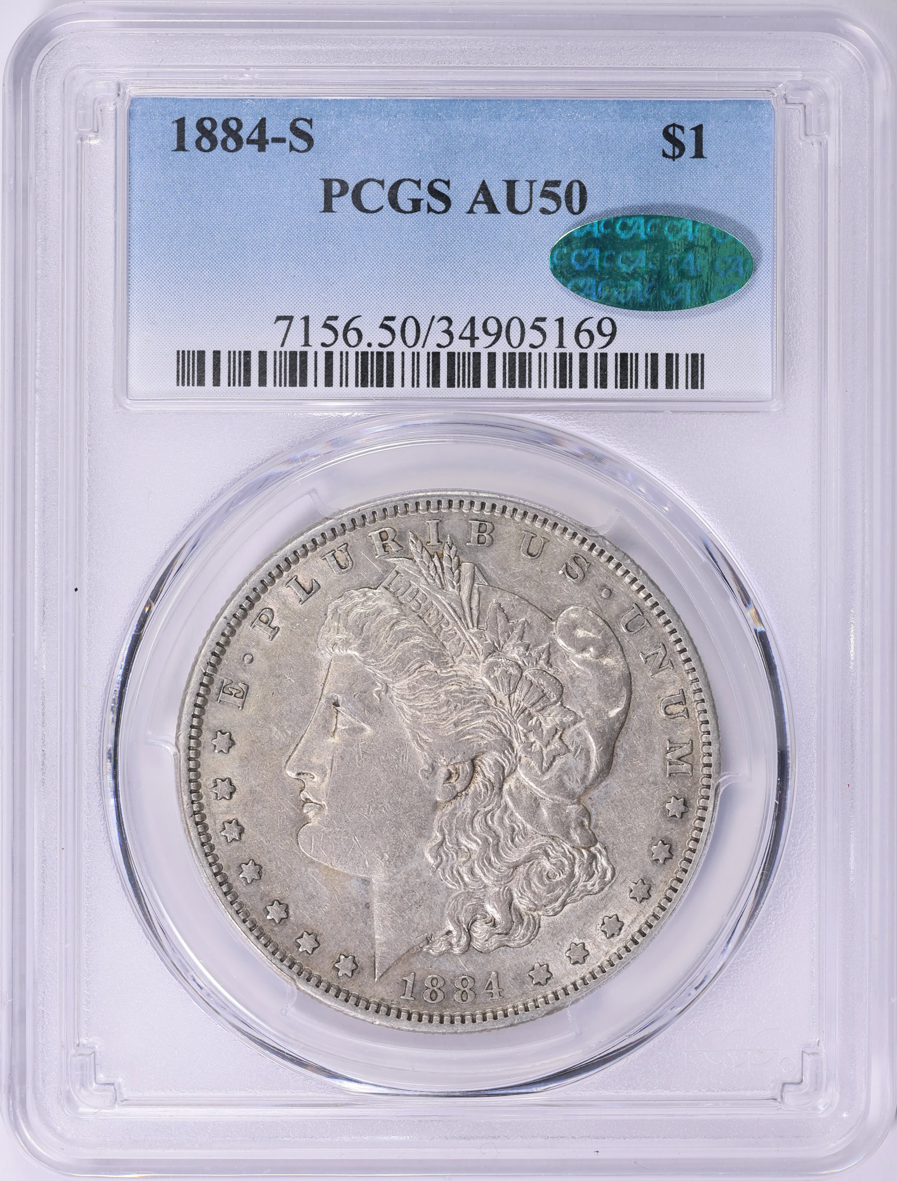 1884-S Morgan Silver Dollar PCGS AU-50 (CAC Green) (Item 1799284 ...