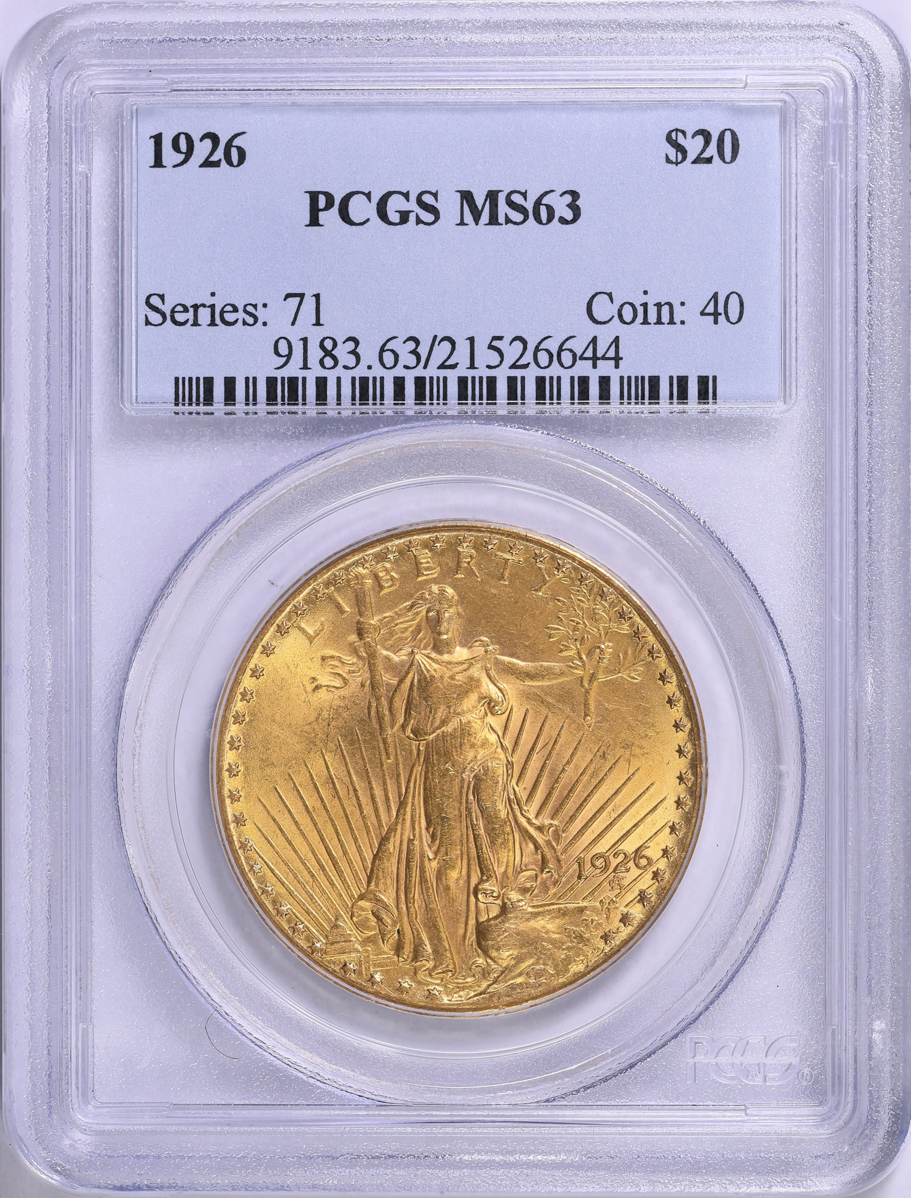 1926 Saint-Gaudens Gold Double Eagle PCGS MS-63 (Item 1799383) | GreatCollections Coin Auctions