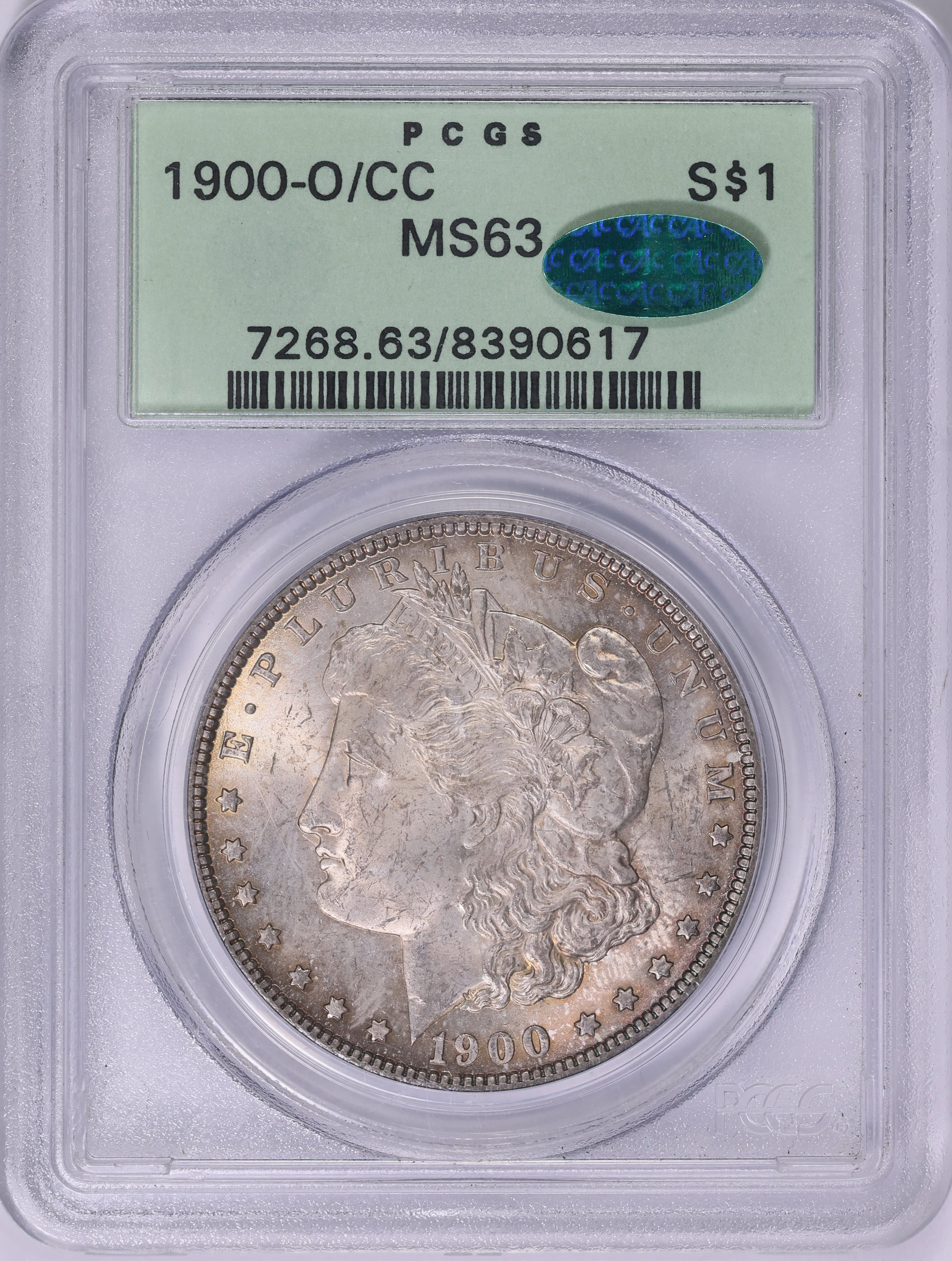 1900-O/CC Morgan Silver Dollar PCGS MS-63 (CAC Green) (Toned) (Item 1799431) | GreatCollections ...