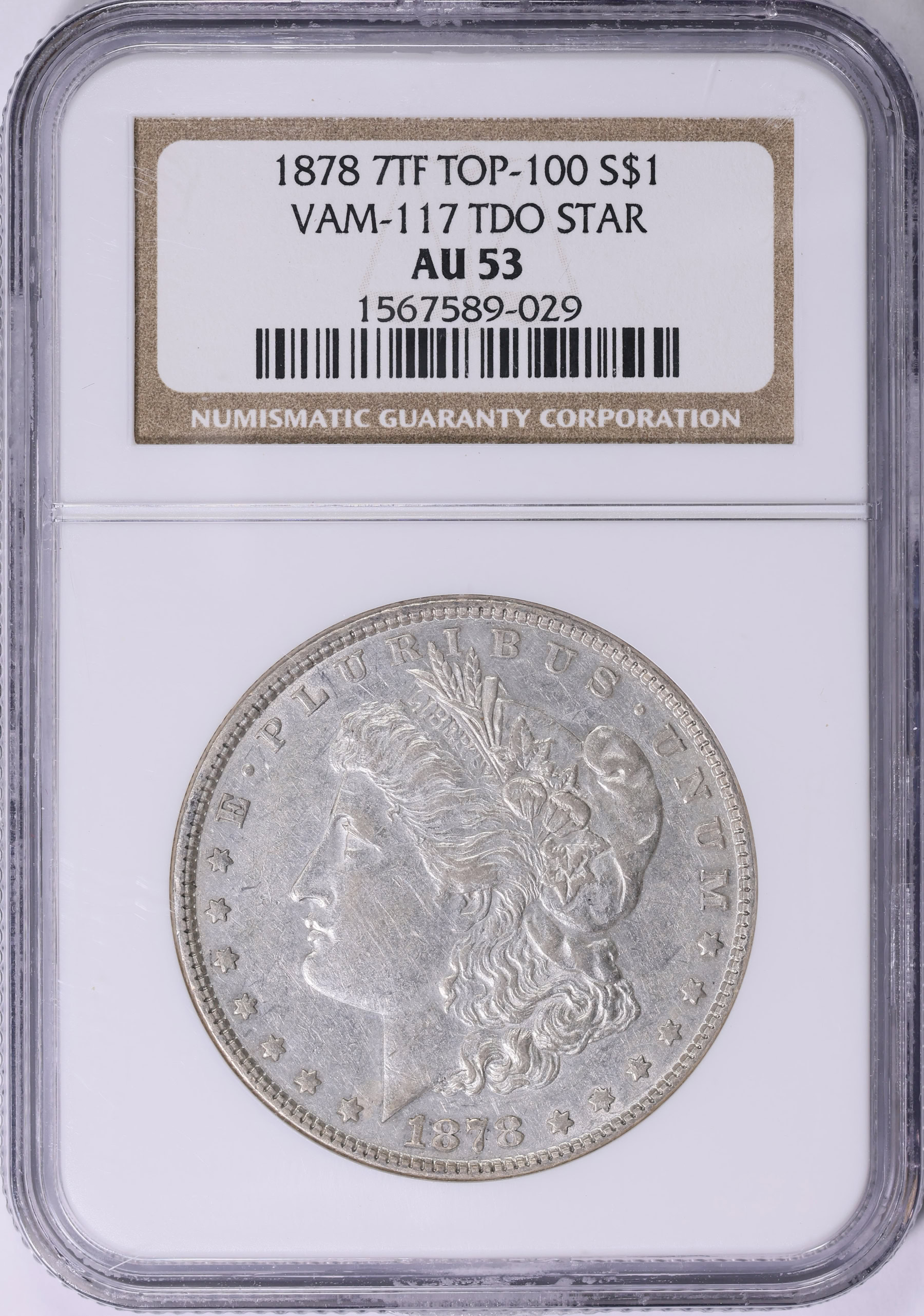 1878 7TF Morgan Silver Dollar TDO Star VAM-117 Top 100 NGC AU-53 (Item ...