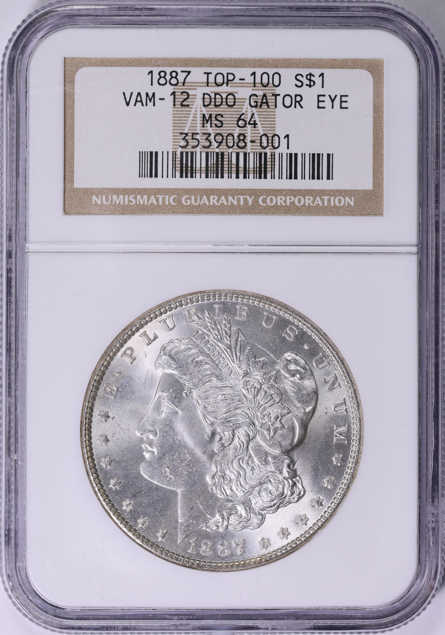 1887 Morgan Silver Dollar Alligator Eye VAM-12 DDO Top 100 NGC MS-64 ...