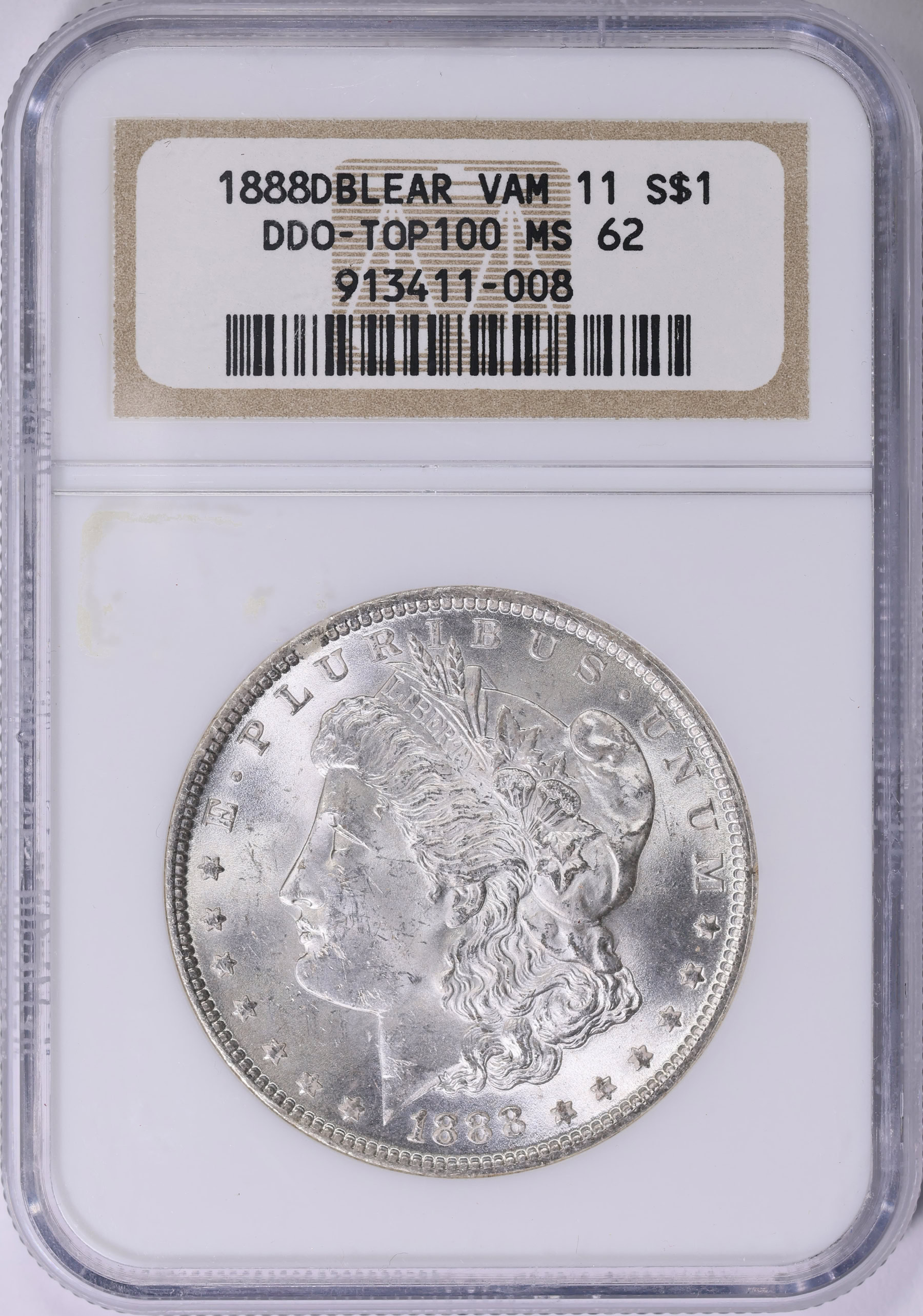 1888 Morgan Silver Dollar Doubled Ear VAM-11 DDO Top 100 NGC MS-62 (Item 1799461 ...