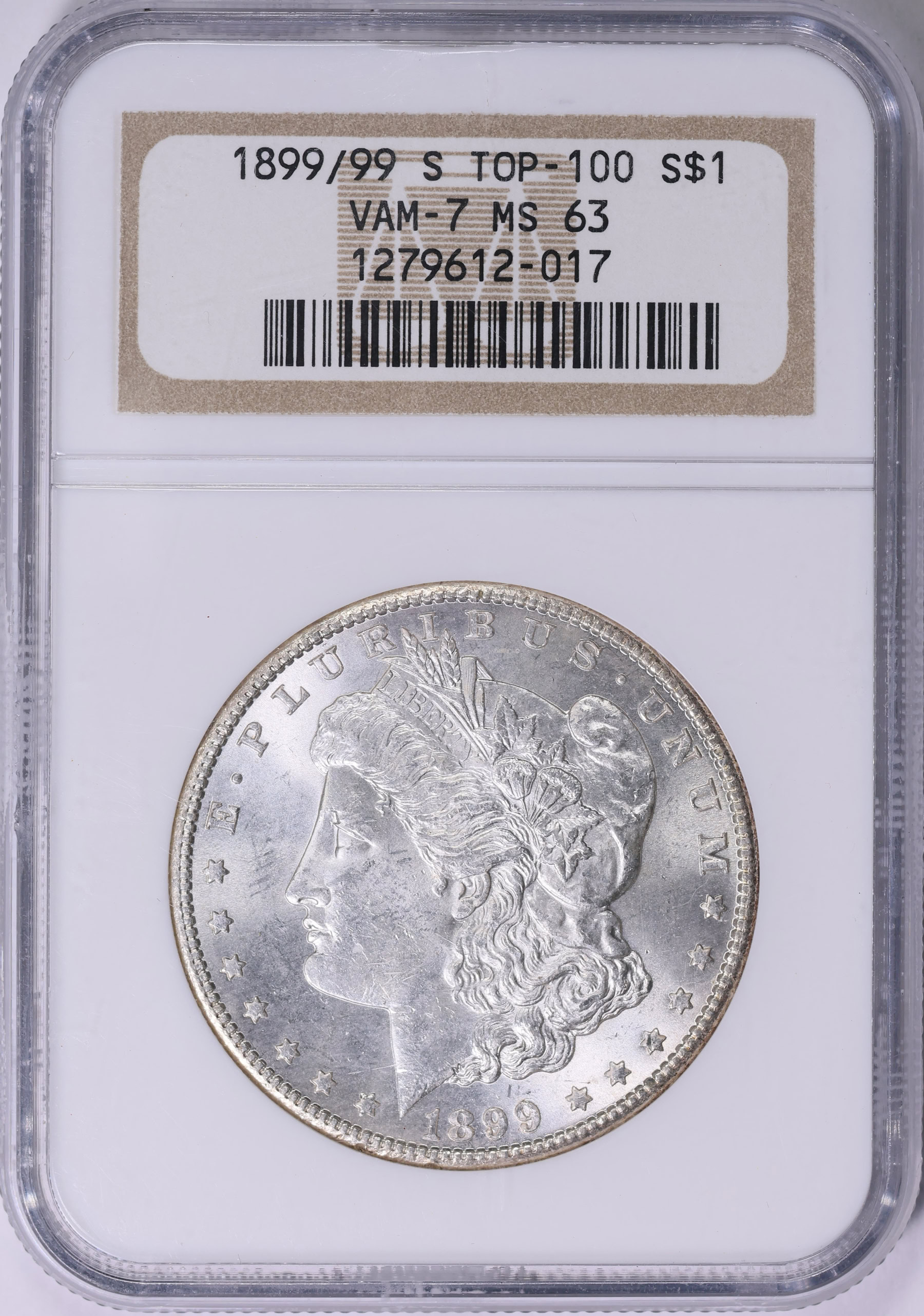 1899/99-S Morgan Silver Dollar VAM-7 Top 100 NGC MS-63 (Item 1799467) | GreatCollections Coin ...