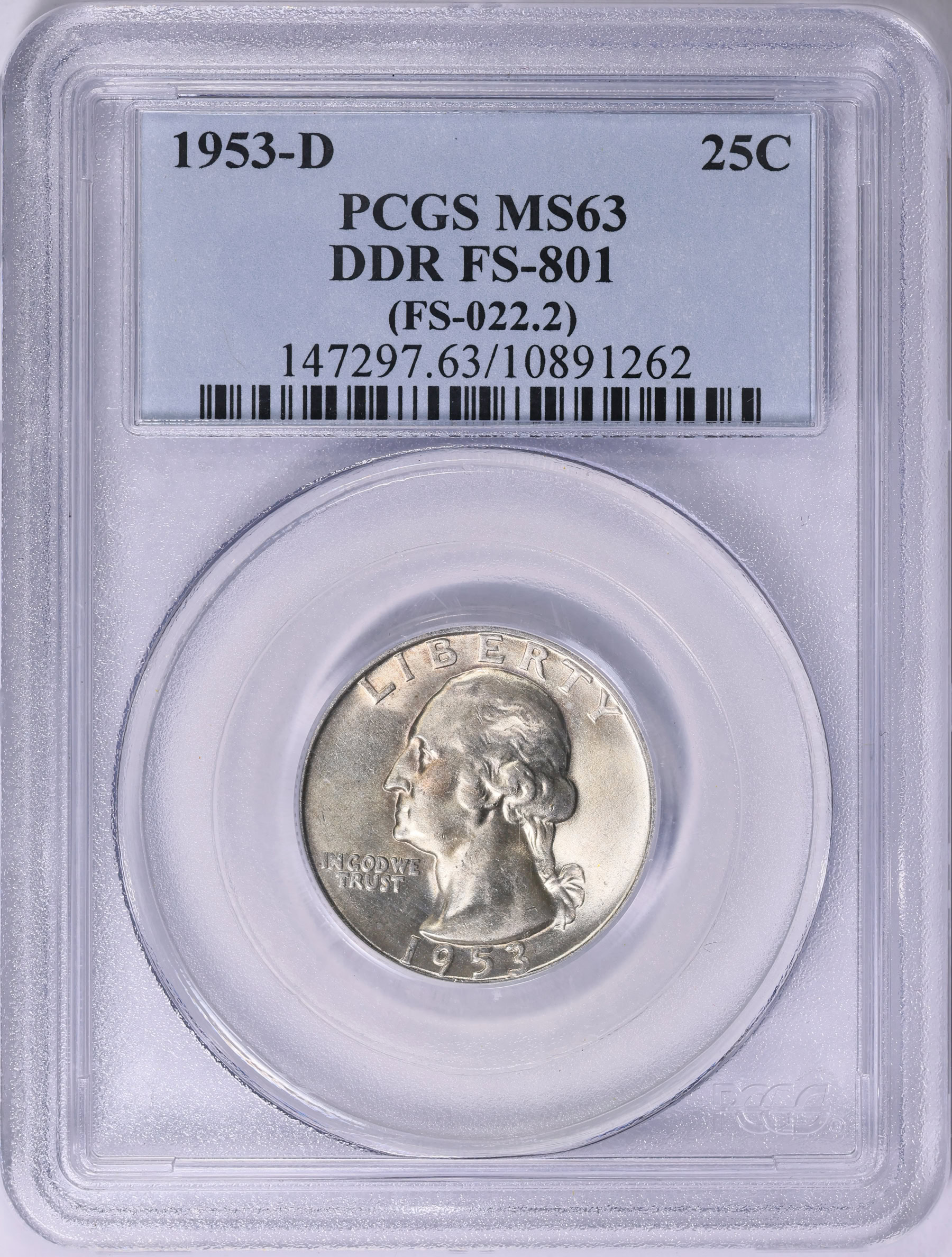 1953-D Washington Quarter Doubled Die Reverse FS-801 (FS-022.2) PCGS MS-63 (Item 1799487 ...