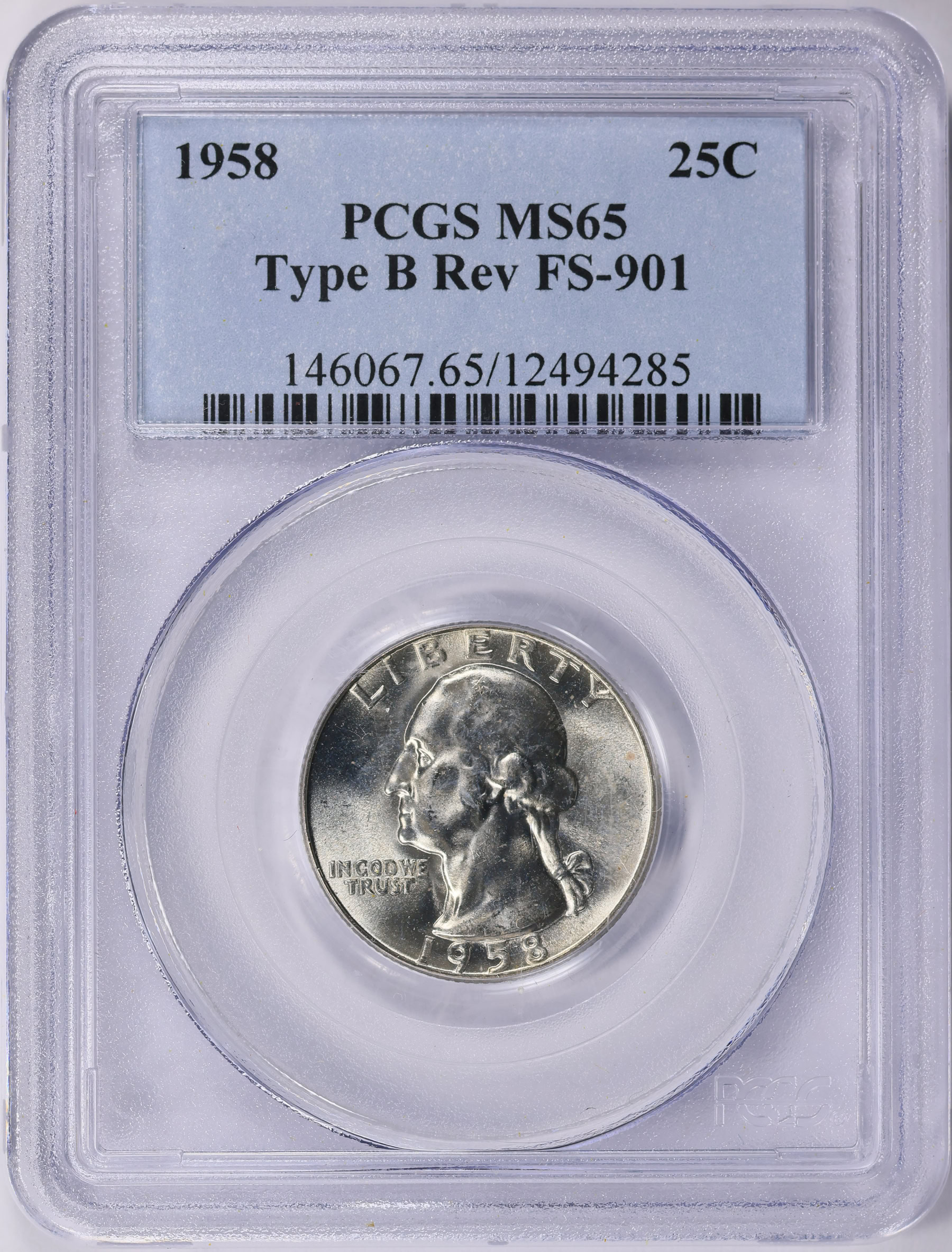 1958 Washington Quarter Type B Reverse FS-901 PCGS MS-65 (Item 1799489) | GreatCollections Coin ...