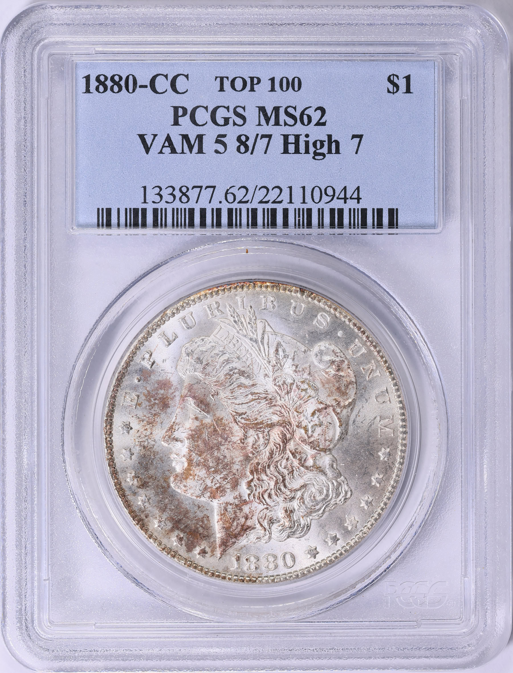 1880-CC Morgan Silver Dollar 8/7 High 7 VAM-5 Top 100 PCGS MS-62 (Item 1799492 ...