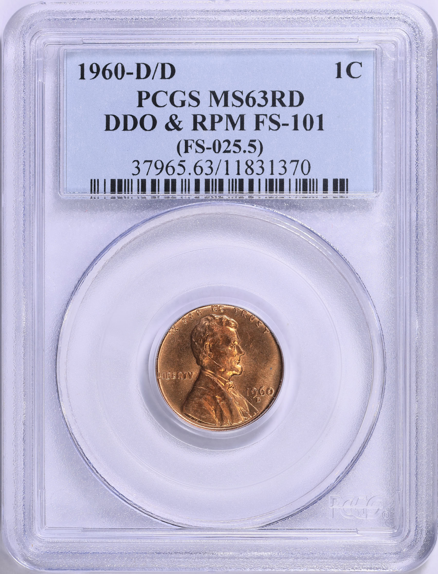 1960-D/D Lincoln Cent DDO & RPM FS-101 (FS-025.5) PCGS MS-63 RD (Item ...