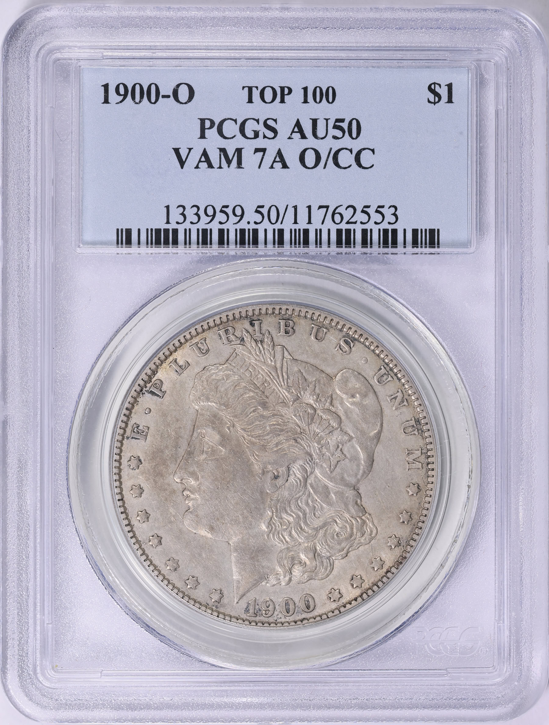 1900-O/CC Morgan Silver Dollar VAM-7A Top 100 PCGS AU-50 (Item 1799502) | GreatCollections Coin ...