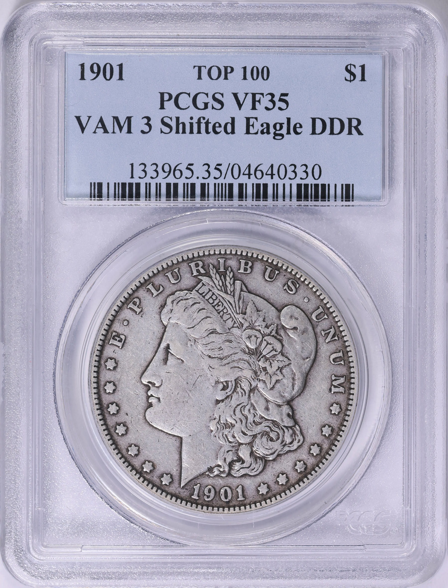 1901 Morgan Silver Dollar Shifted Eagle DDR VAM-3 Top 100 PCGS VF-35 ...