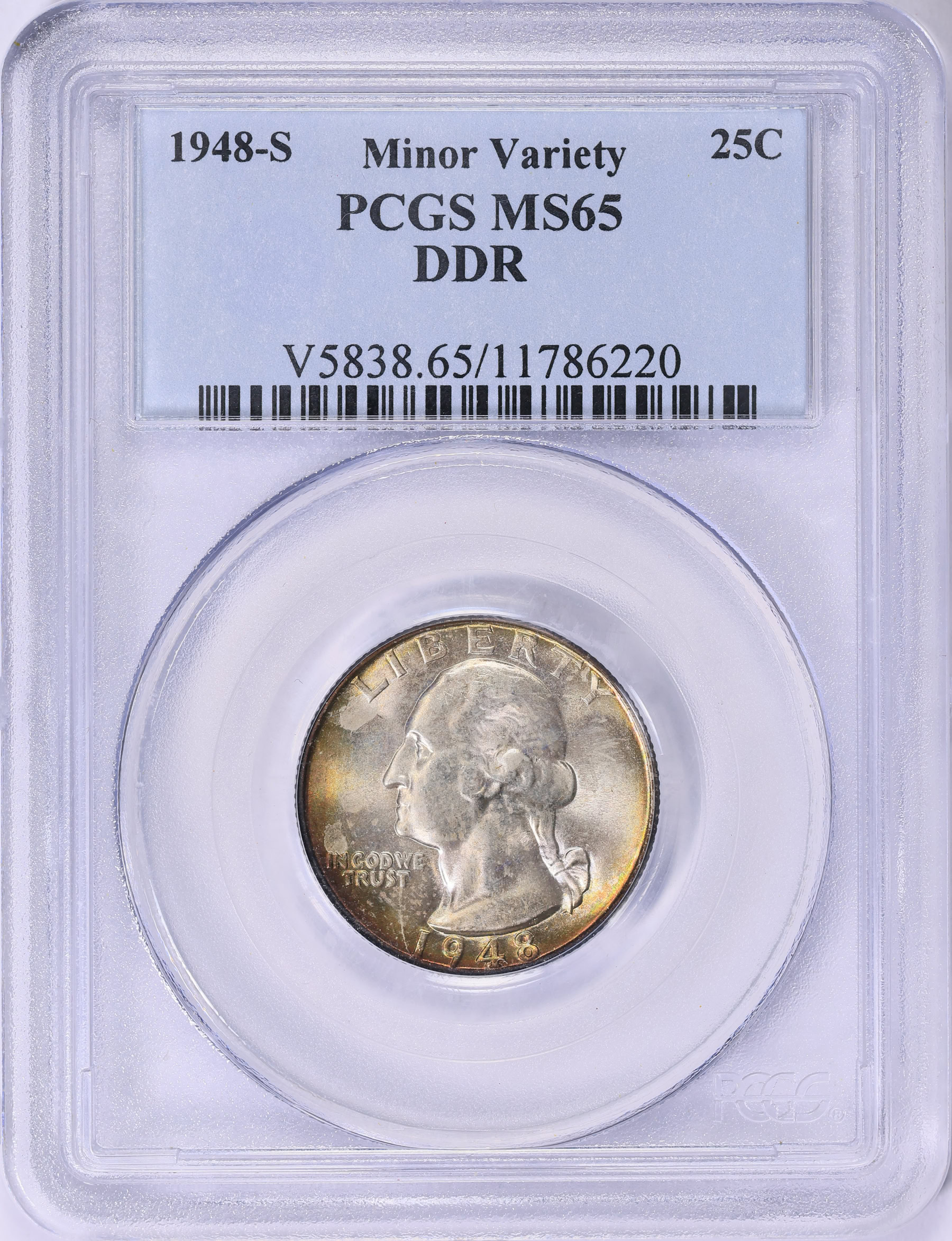 1948-S Washington Quarter DDR PCGS MS-65 (Toned) (Item 1799516) | GreatCollections Coin Auctions