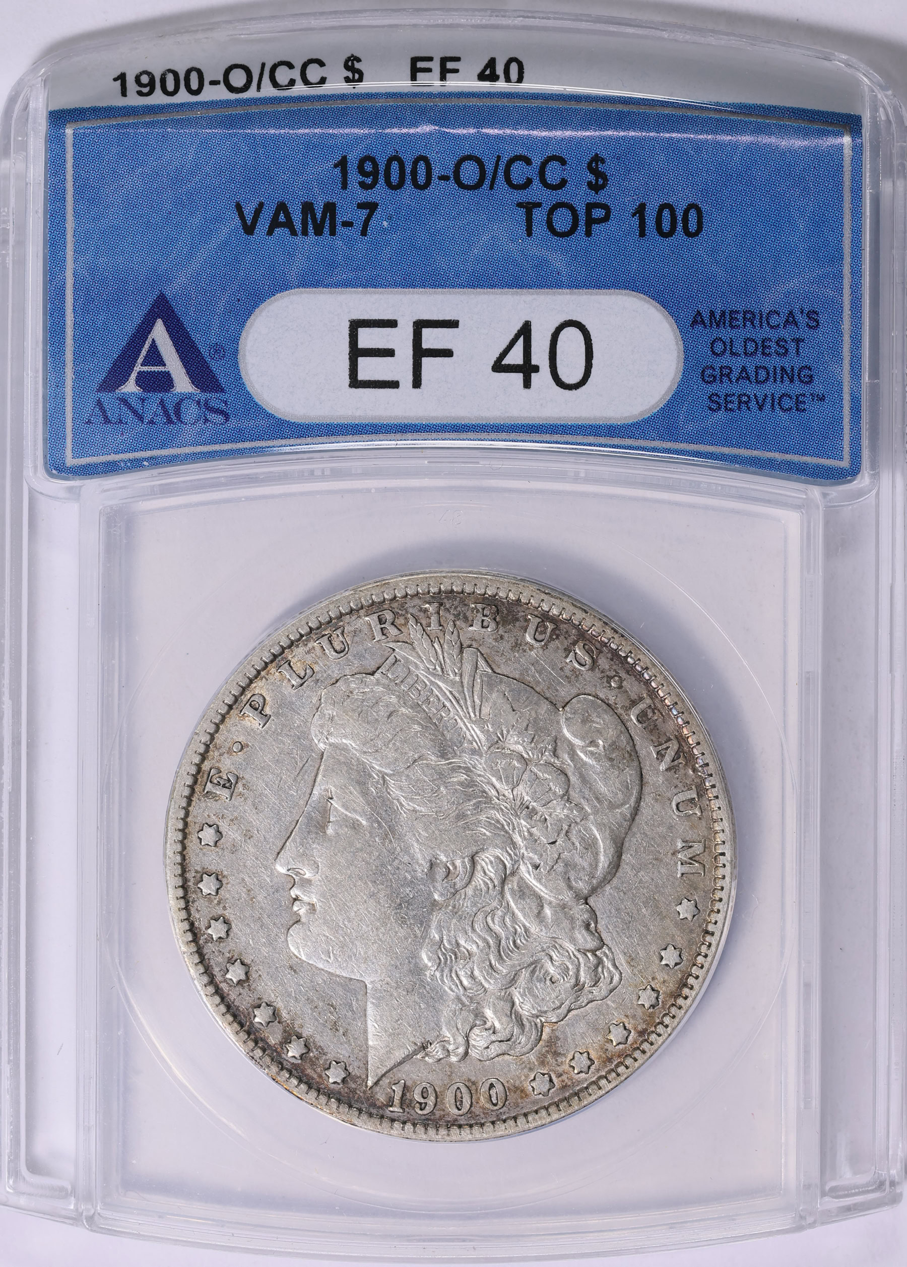 1900-O/CC Morgan Silver Dollar VAM-7 Top 100 ANACS XF-40 (Item 1799627) | GreatCollections Coin ...