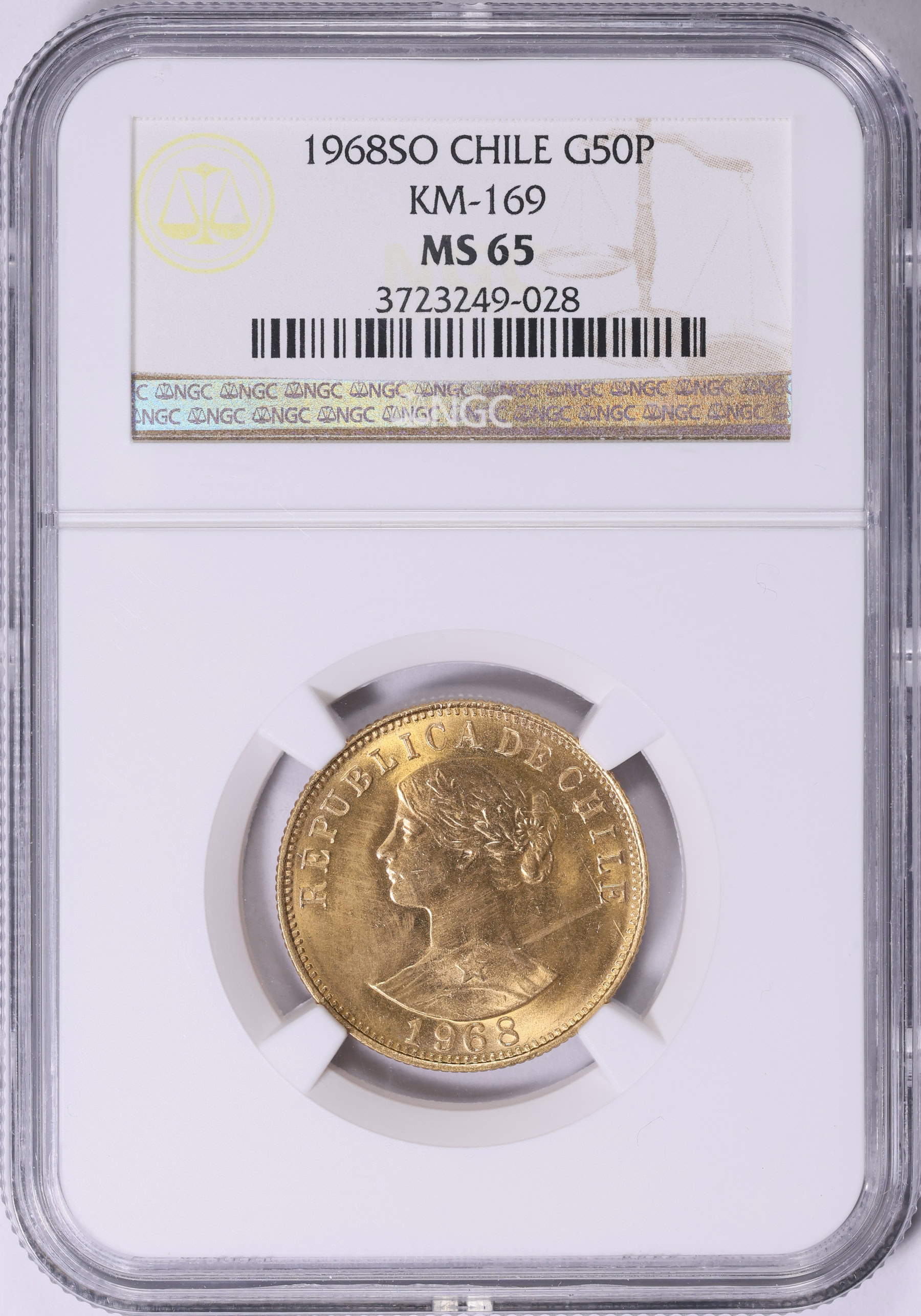 Chile 1968-So Gold 50 Pesos KM-169 NGC MS-65 (AGW = 0.2943 oz.) (Item ...