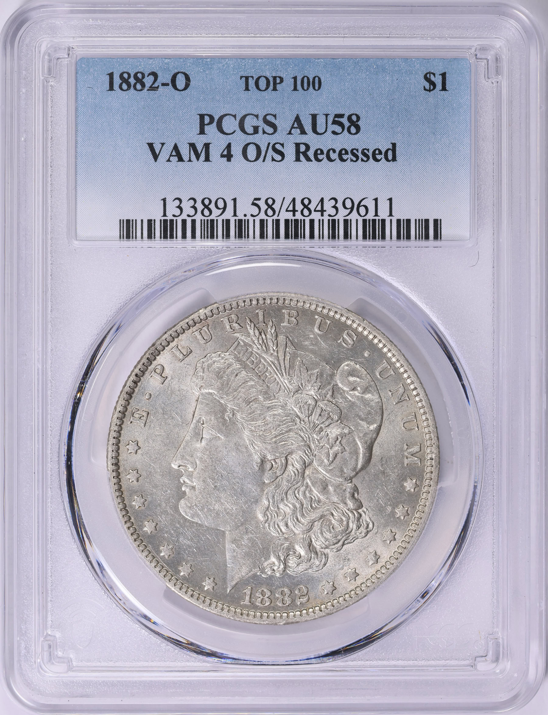 1882-O/S Morgan Silver Dollar O/S Recessed VAM-4 Top 100 PCGS AU-58 (Item 1799721 ...