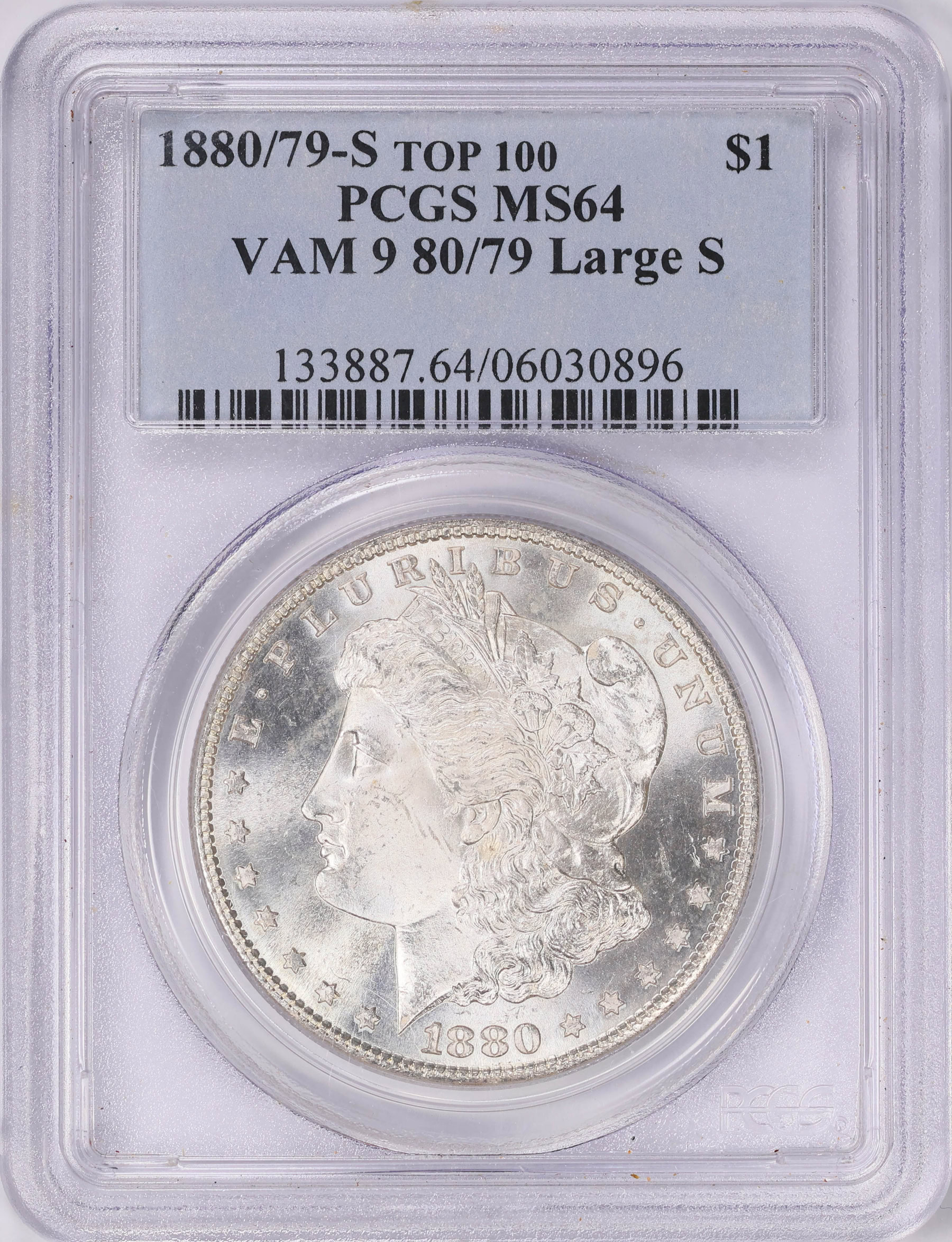 1880/79-S Morgan Silver Dollar 80/79 Large S VAM-9 Top 100 PCGS MS-64 (Item 1799722 ...