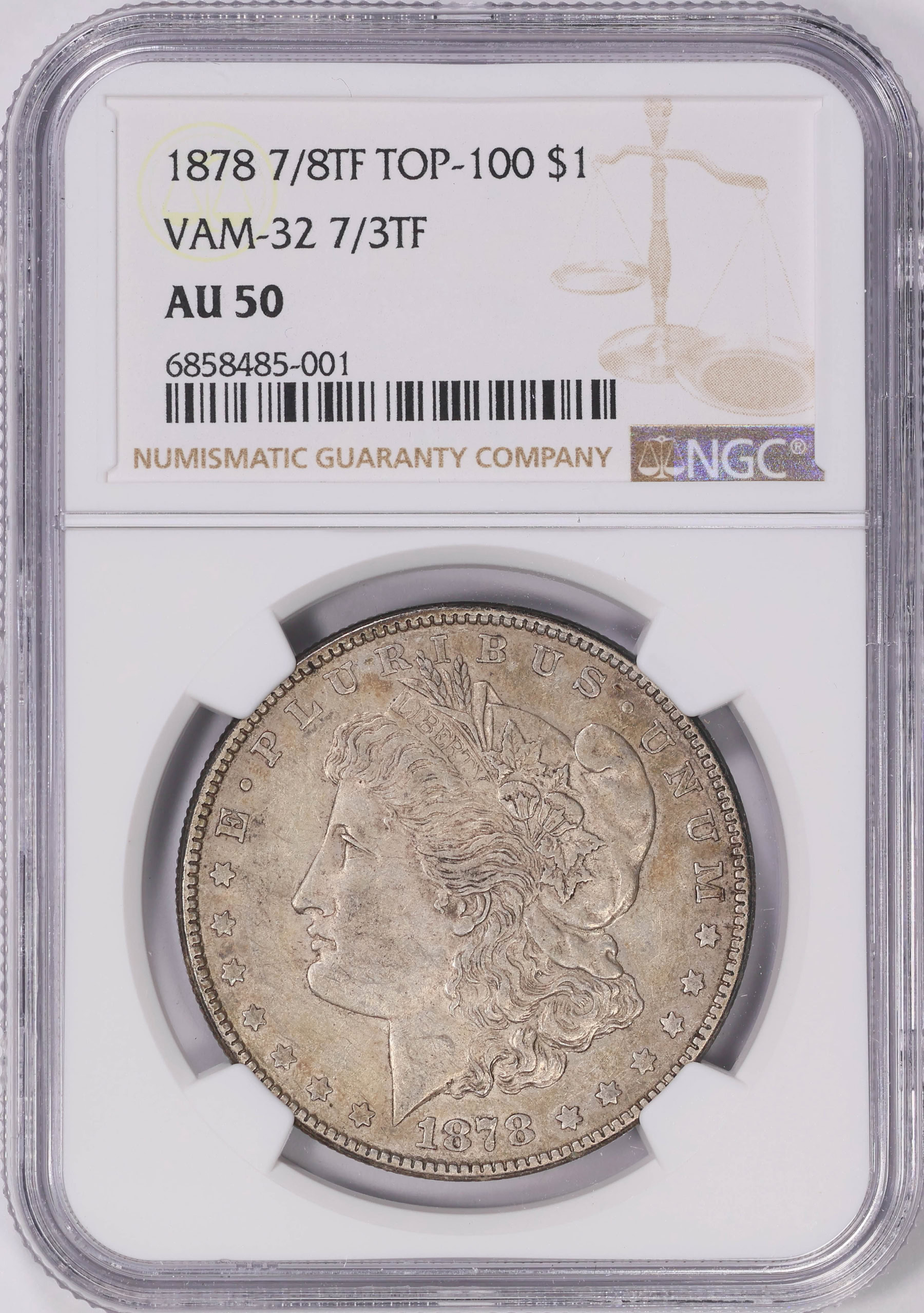 1878 7/8TF Morgan Silver Dollar 7/3 TF VAM-32 Top 100 NGC AU-50 (Item 1799736 ...