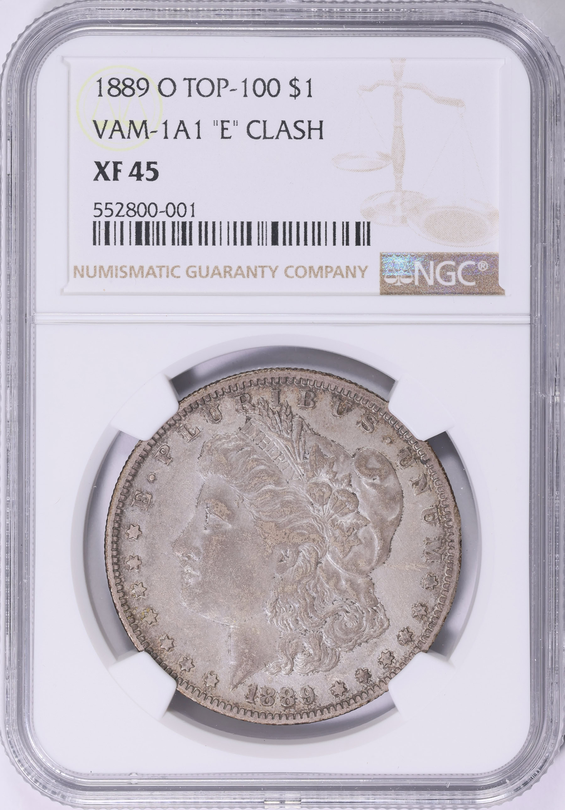 1889-O Morgan Silver Dollar Clashed E VAM-1A1 Top 100 NGC XF-45 | NGC Cert #0552800-001 ...