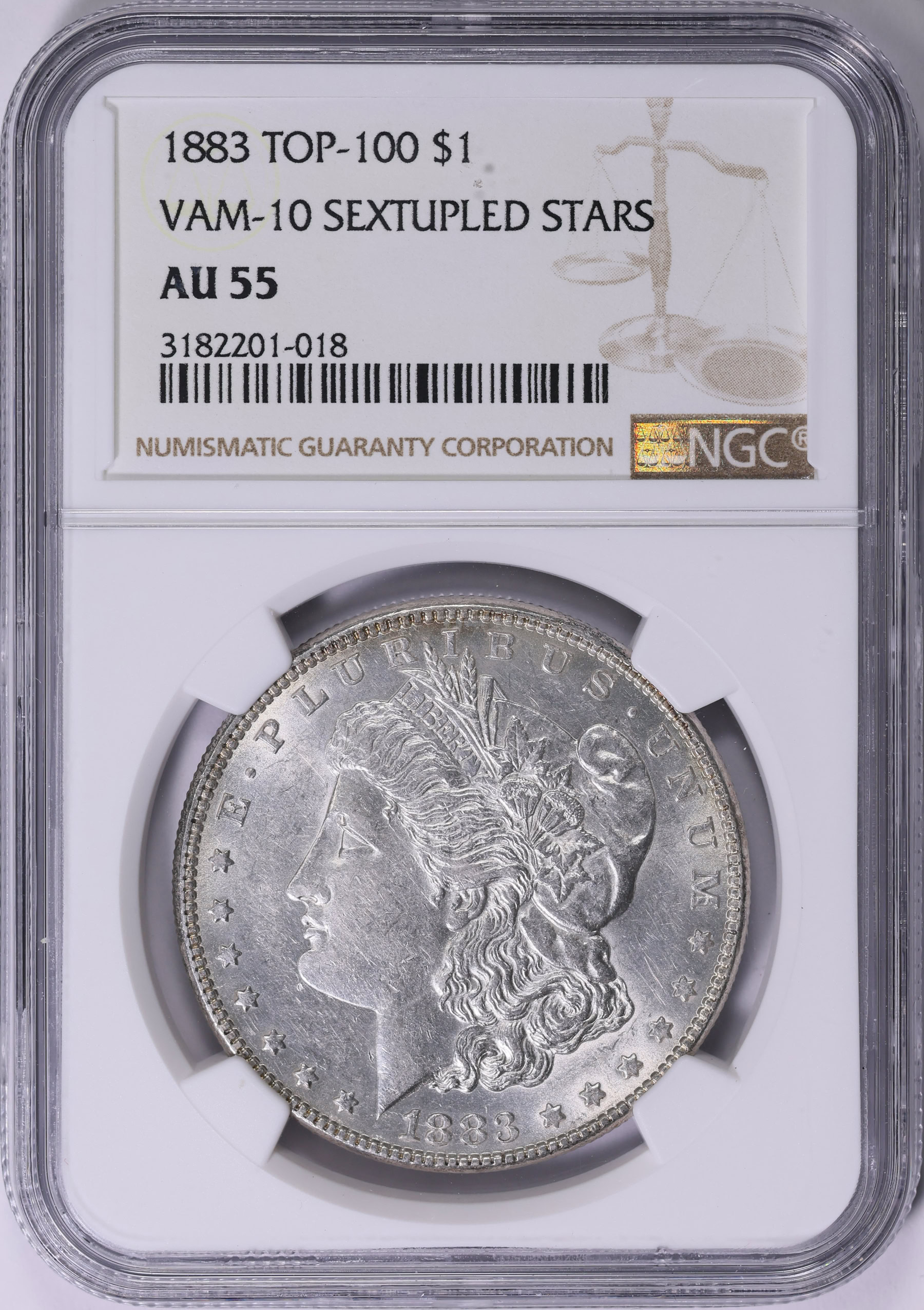 1883 Morgan Silver Dollar Sextupled Stars VAM-10 Top 100 NGC AU-55 ...