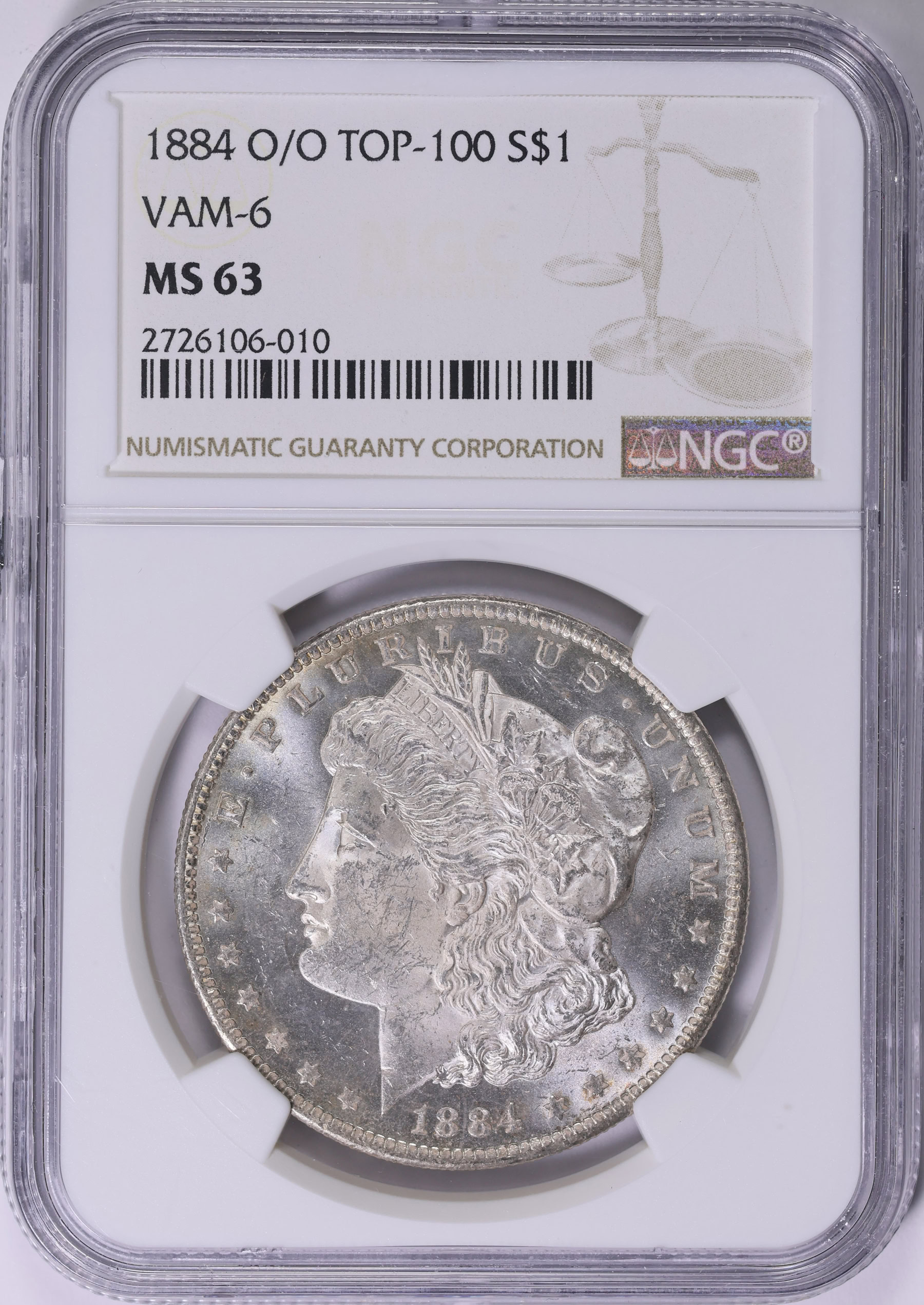 1884-O Morgan Silver Dollar O/O VAM-6 Top 100 NGC MS-63 (Item 1799759) | GreatCollections Coin ...