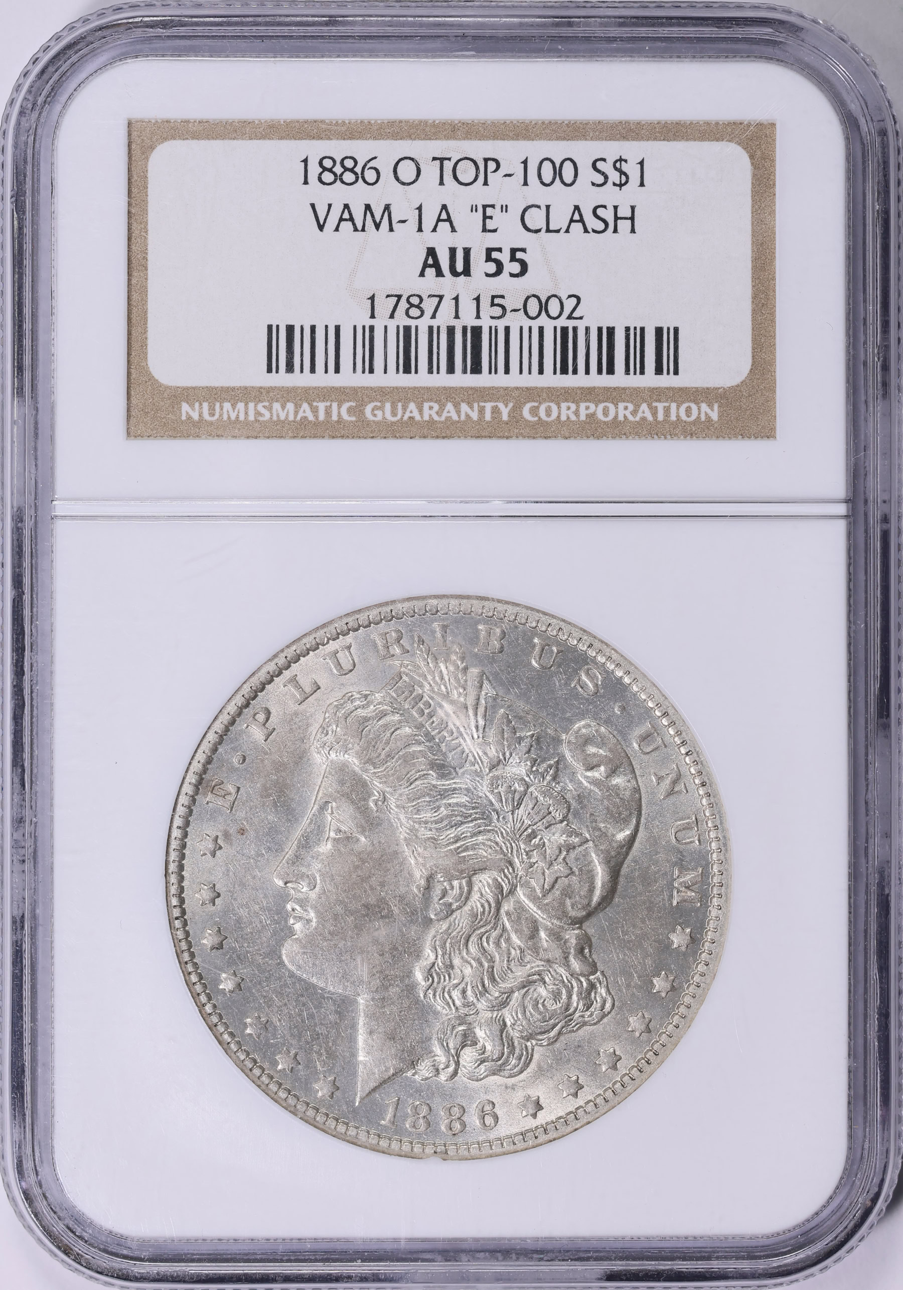1886-O Morgan Silver Dollar Clashed E VAM-1A Top 100 NGC AU-55 (Item 1799764) | GreatCollections ...