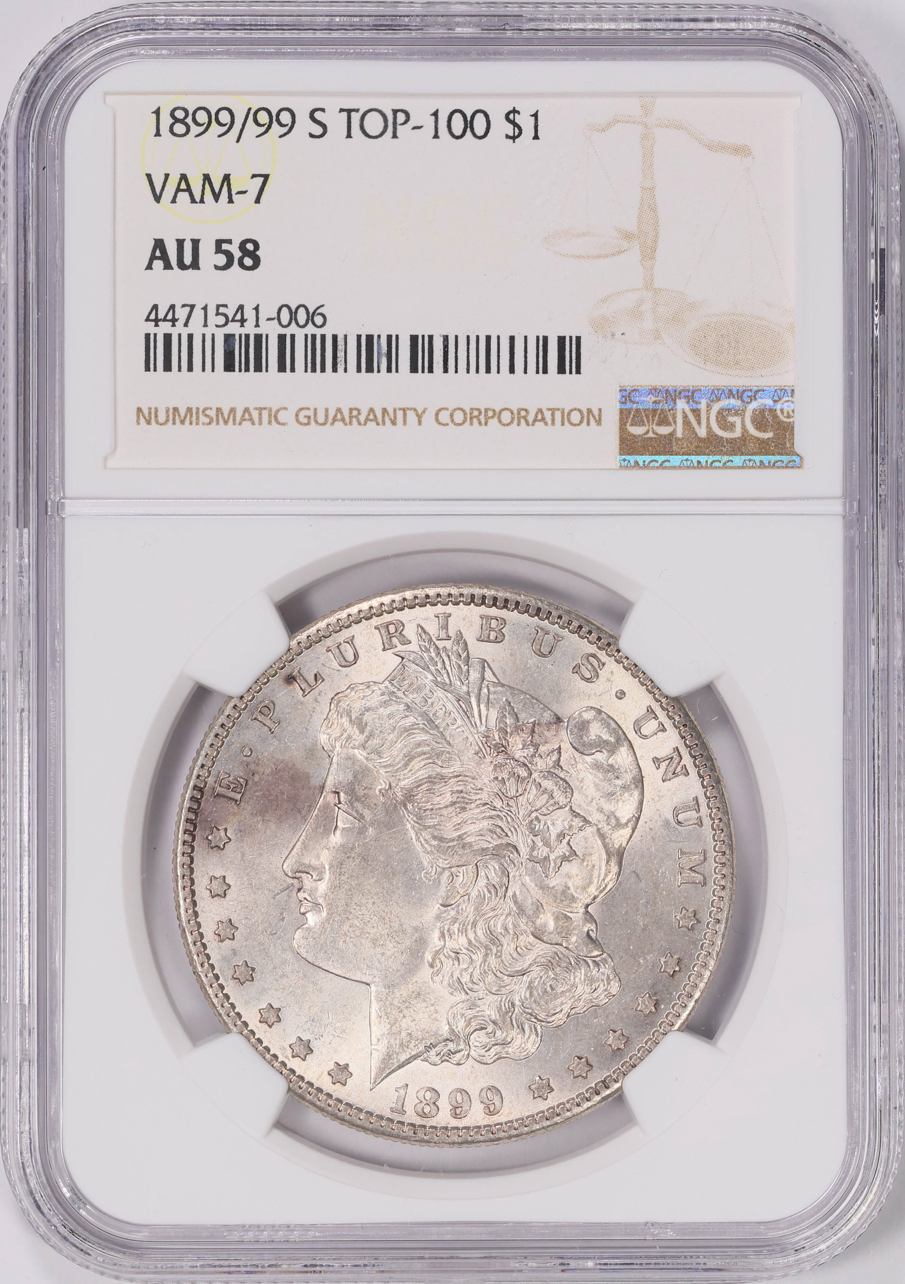 1899-S Morgan Silver Dollar Doubled Date VAM-7 Top 100 NGC AU-58 (Item ...