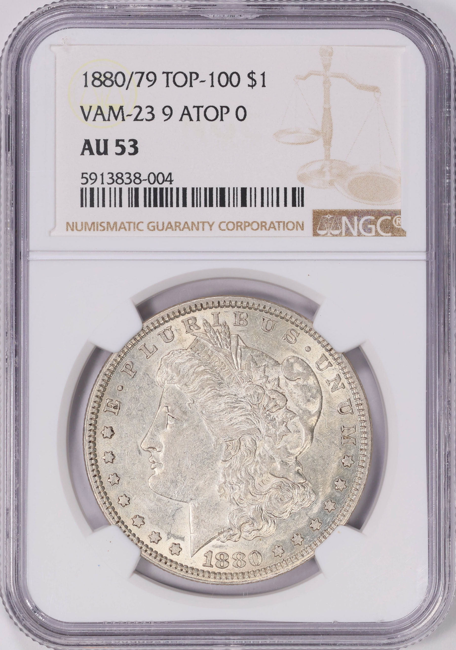 1880/79 Morgan Silver Dollar VAM-23 9 Atop 0 Top 100 NGC AU-53 (Item 1799782) | GreatCollections ...