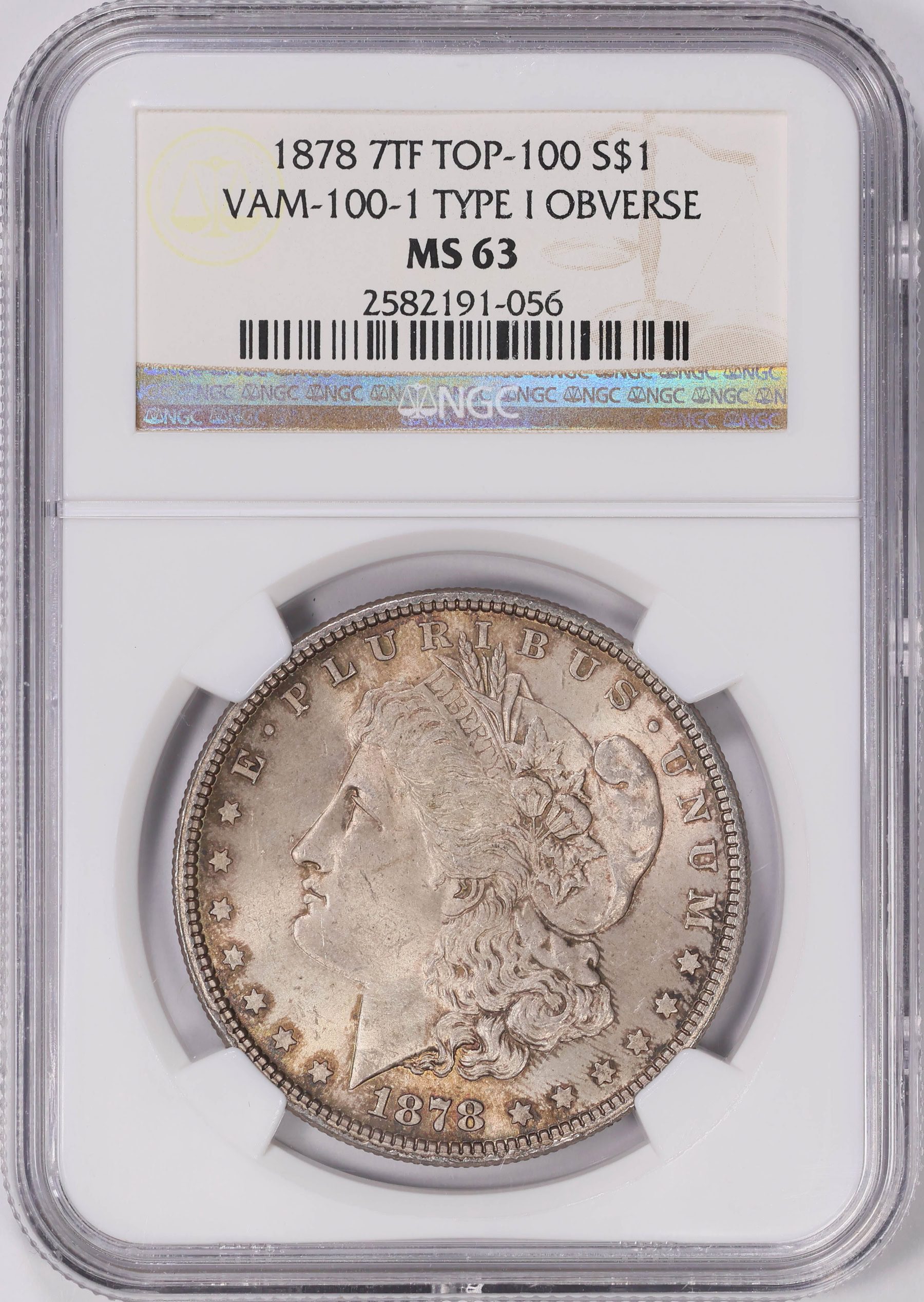 1878 7TF Morgan Silver Dollar Type 1 Obverse VAM-100 Top 100 NGC MS-63 ...