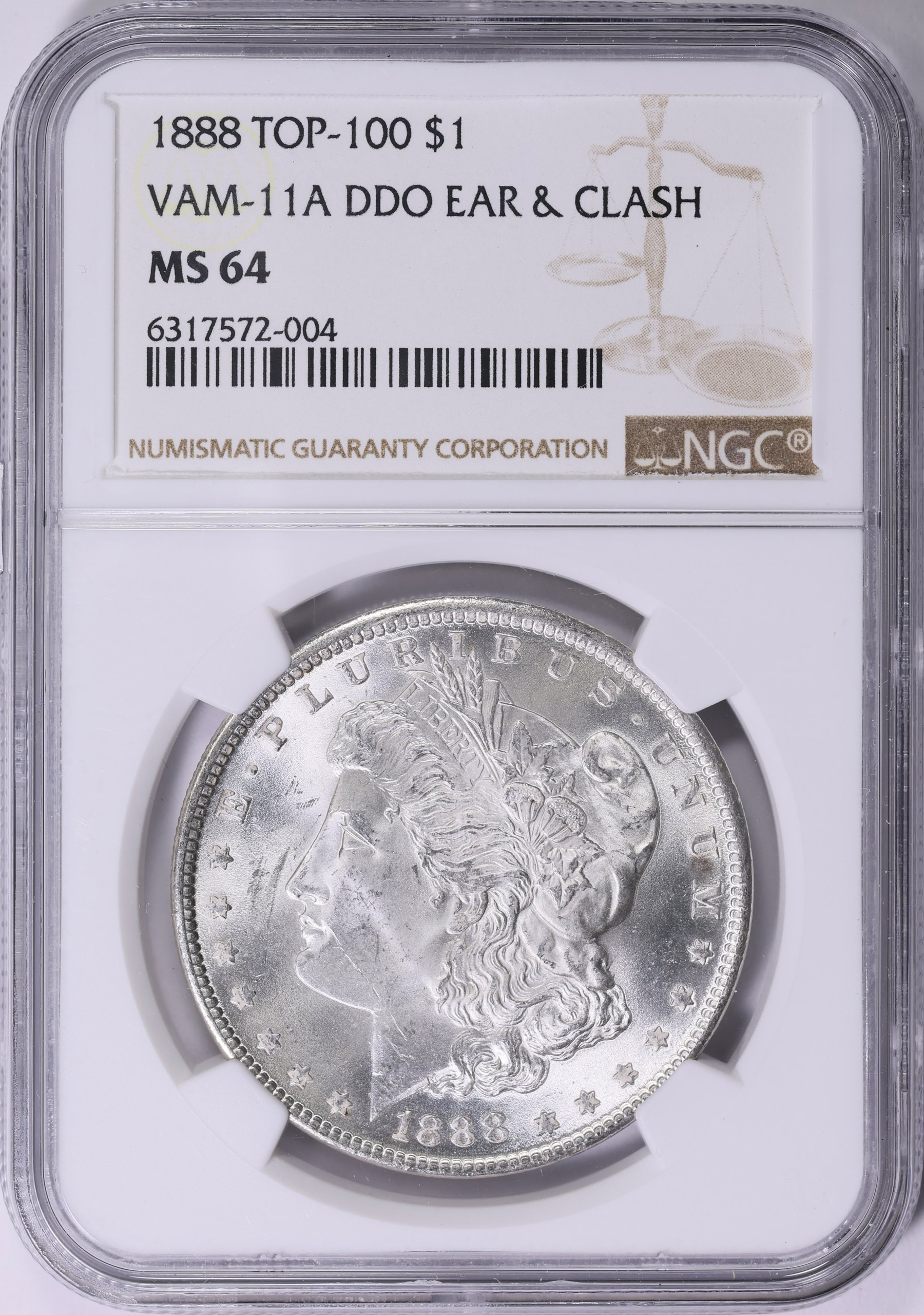 1888 Morgan Silver Dollar VAM-11A DDO Ear & Clash Top 100 NGC MS-64 | NGC Cert #6317572-004 ...