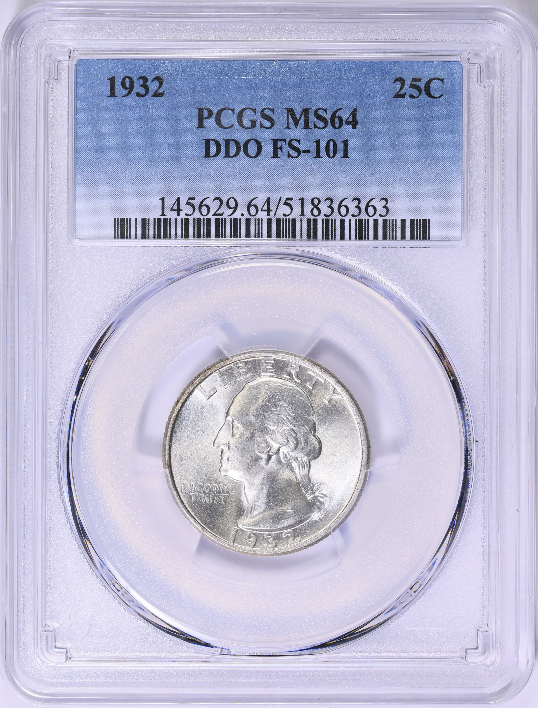 1932 Washington Quarter Doubled Die Obverse FS-101 PCGS MS-64 (Item 1799815) | GreatCollections ...