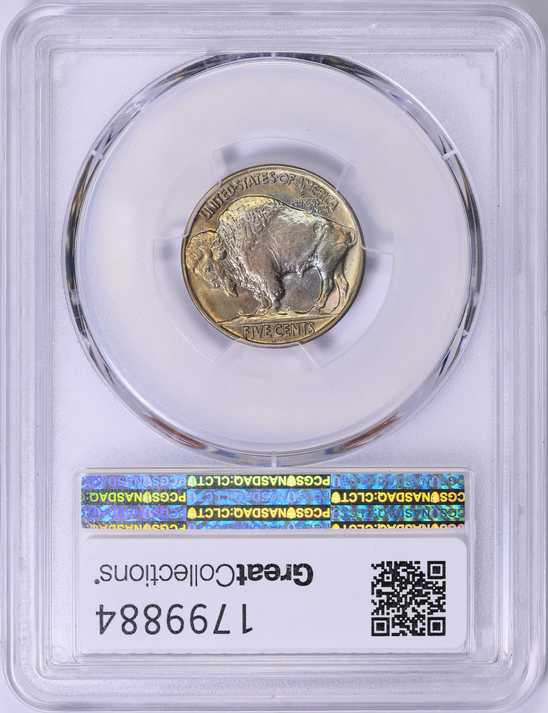 1937-S Buffalo Nickel PCGS MS-66+ (CAC Green) (Toned) (Item 1799884) | GreatCollections Coin ...