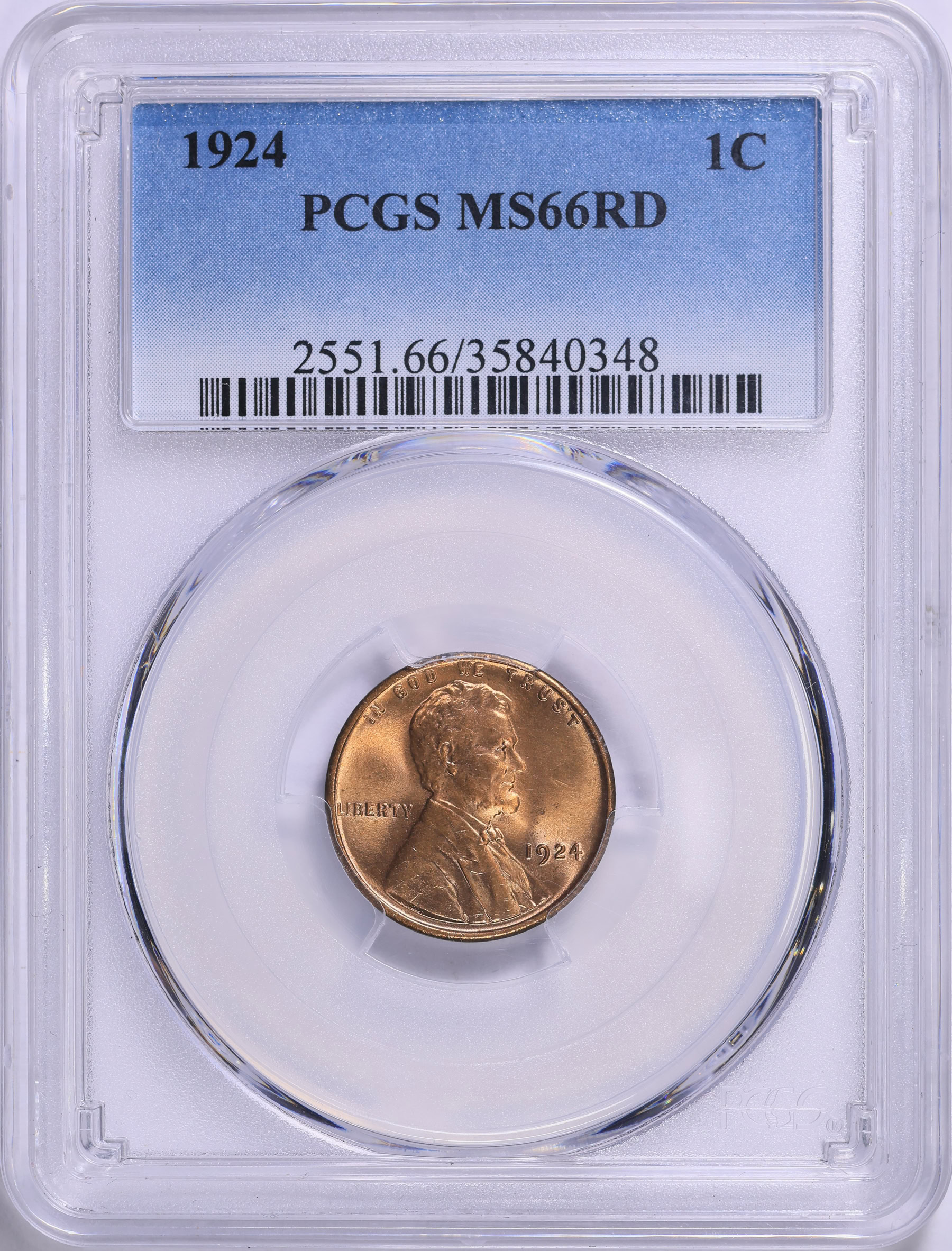 1924 Lincoln Cent PCGS MS-66 RD (Item 1799891) | GreatCollections Coin Auctions