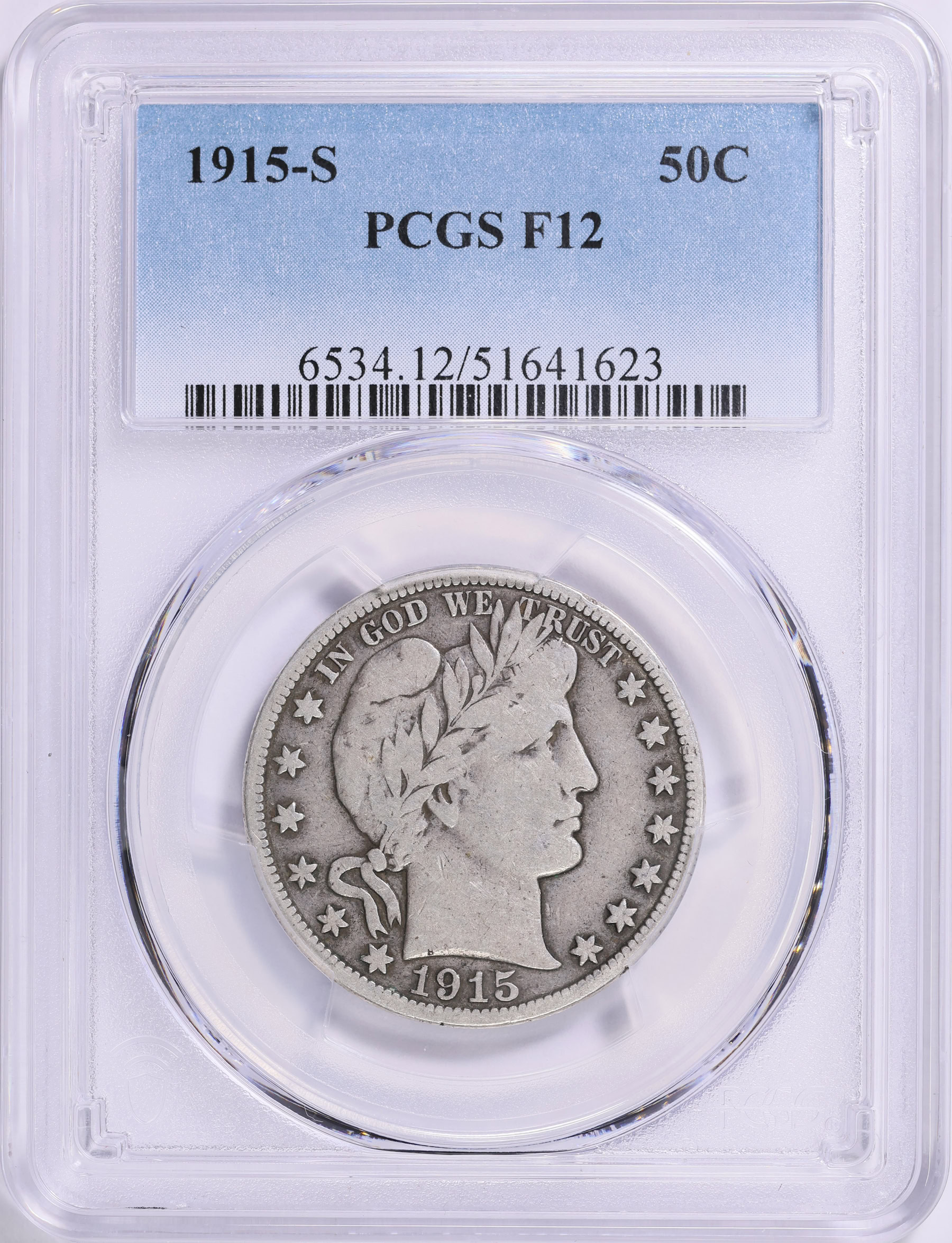 1915-S Barber Half Dollar PCGS F-12 (Item 1799932) | GreatCollections Coin Auctions