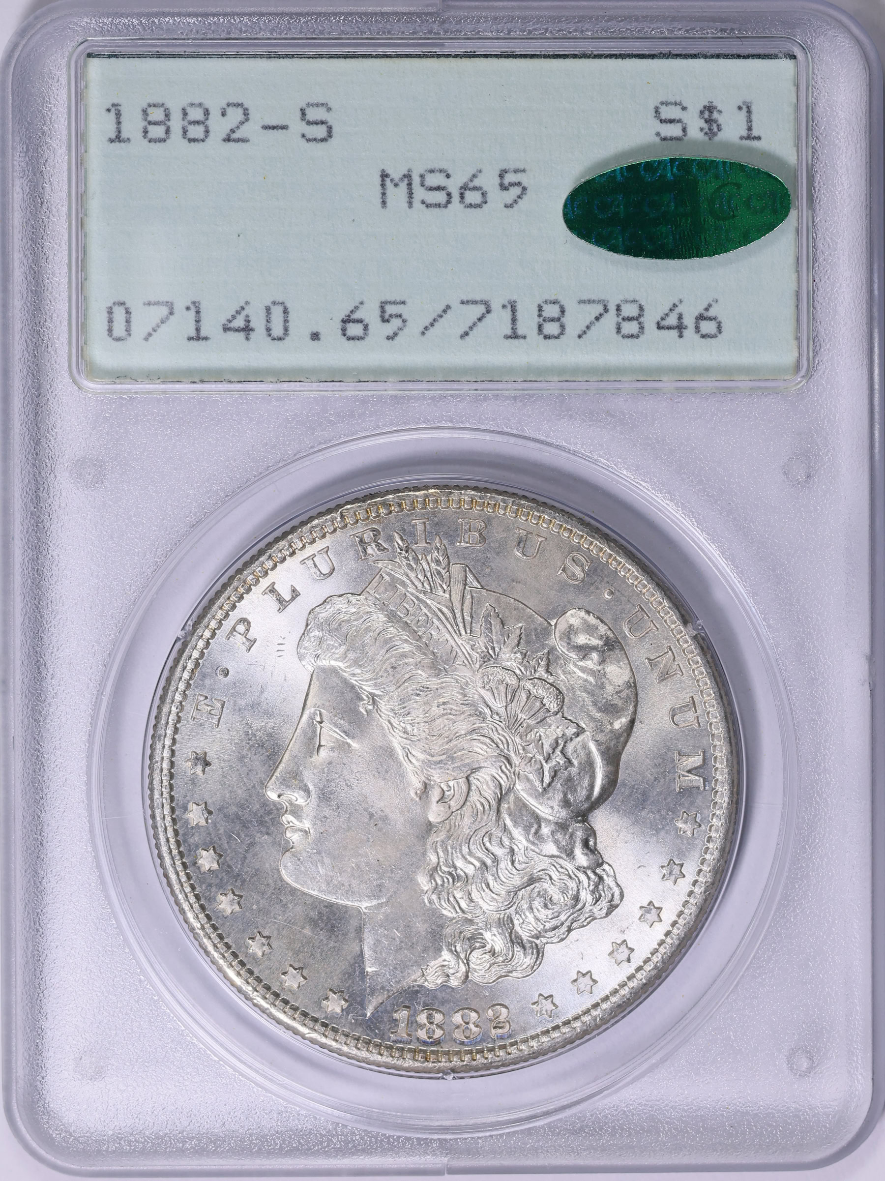 1882-S Morgan Silver Dollar PCGS MS-65 (CAC Green) OGH (1st Gen) (Item 1799960 ...