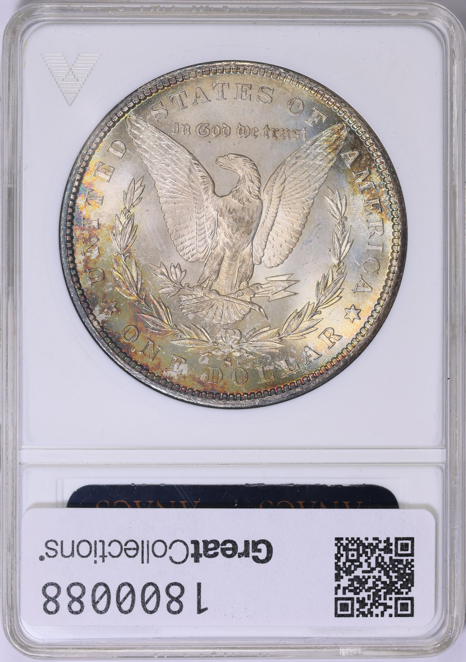 1880-S Morgan Silver Dollar ANACS MS-66 OH (Toned) (Item 1800088) | GreatCollections Coin Auctions