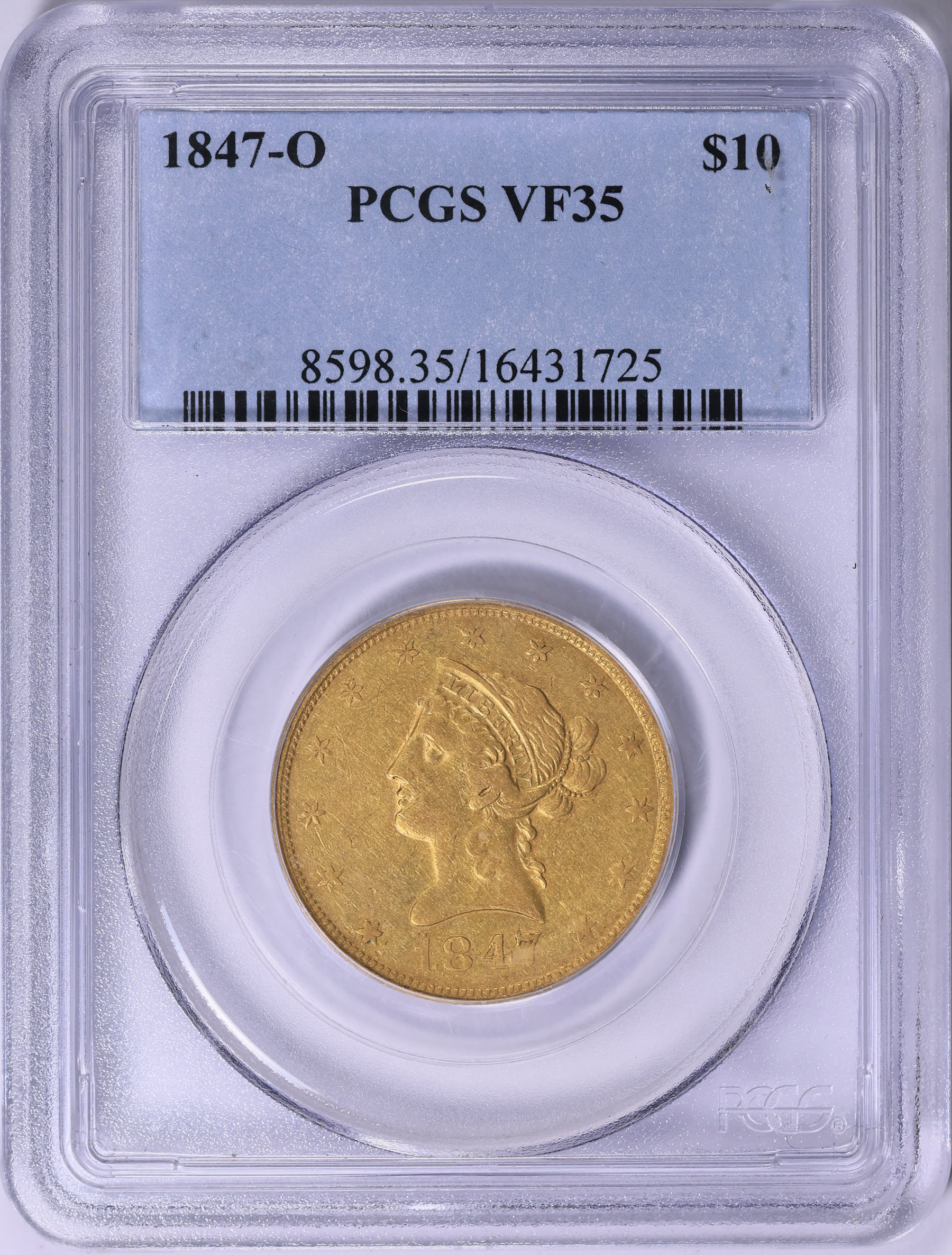 1847-O Liberty Gold Eagle PCGS VF-35 (Item 1800103) | GreatCollections Coin Auctions