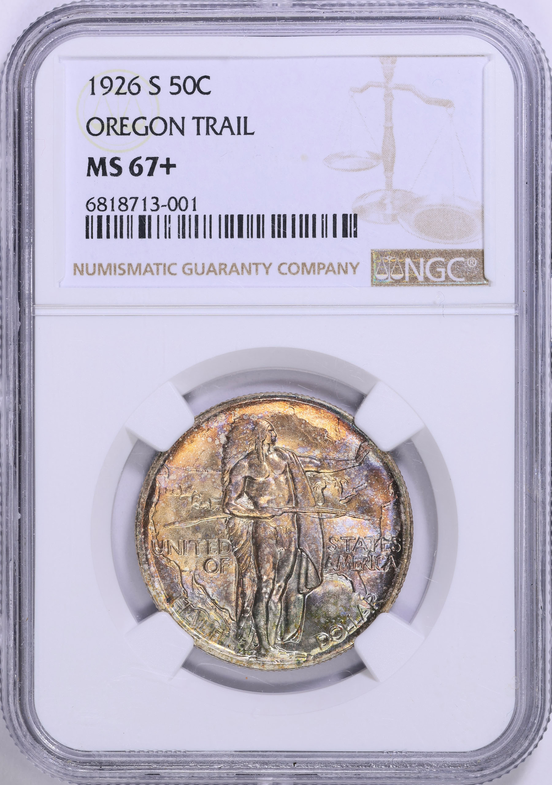 1926-S Oregon Trail Memorial Half Dollar NGC MS-67+ (Toned) (Item 1800141) | GreatCollections ...