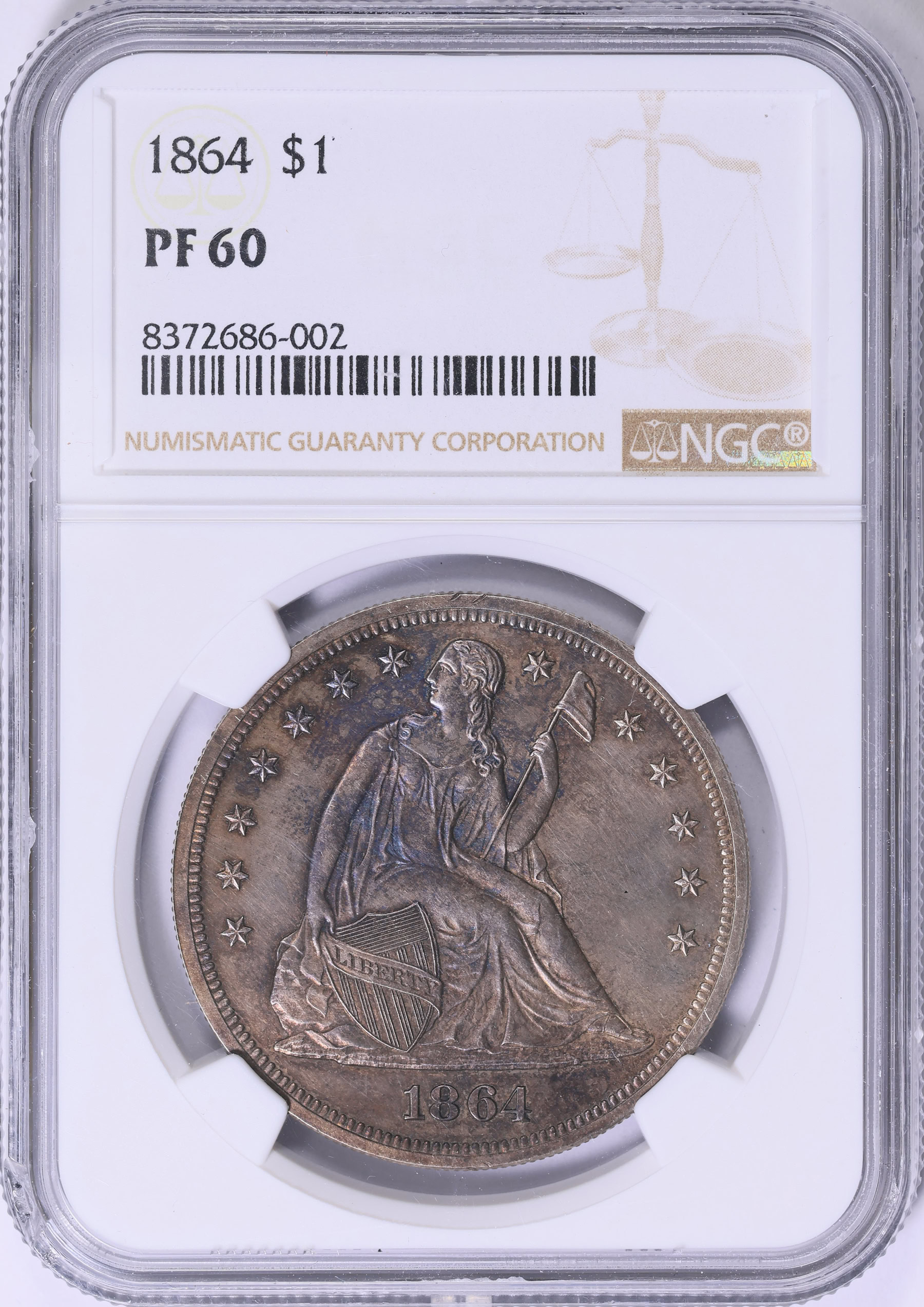 1864 Seated Liberty Silver Dollar NGC Proof-60 (Toned) (Item 1800143 ...