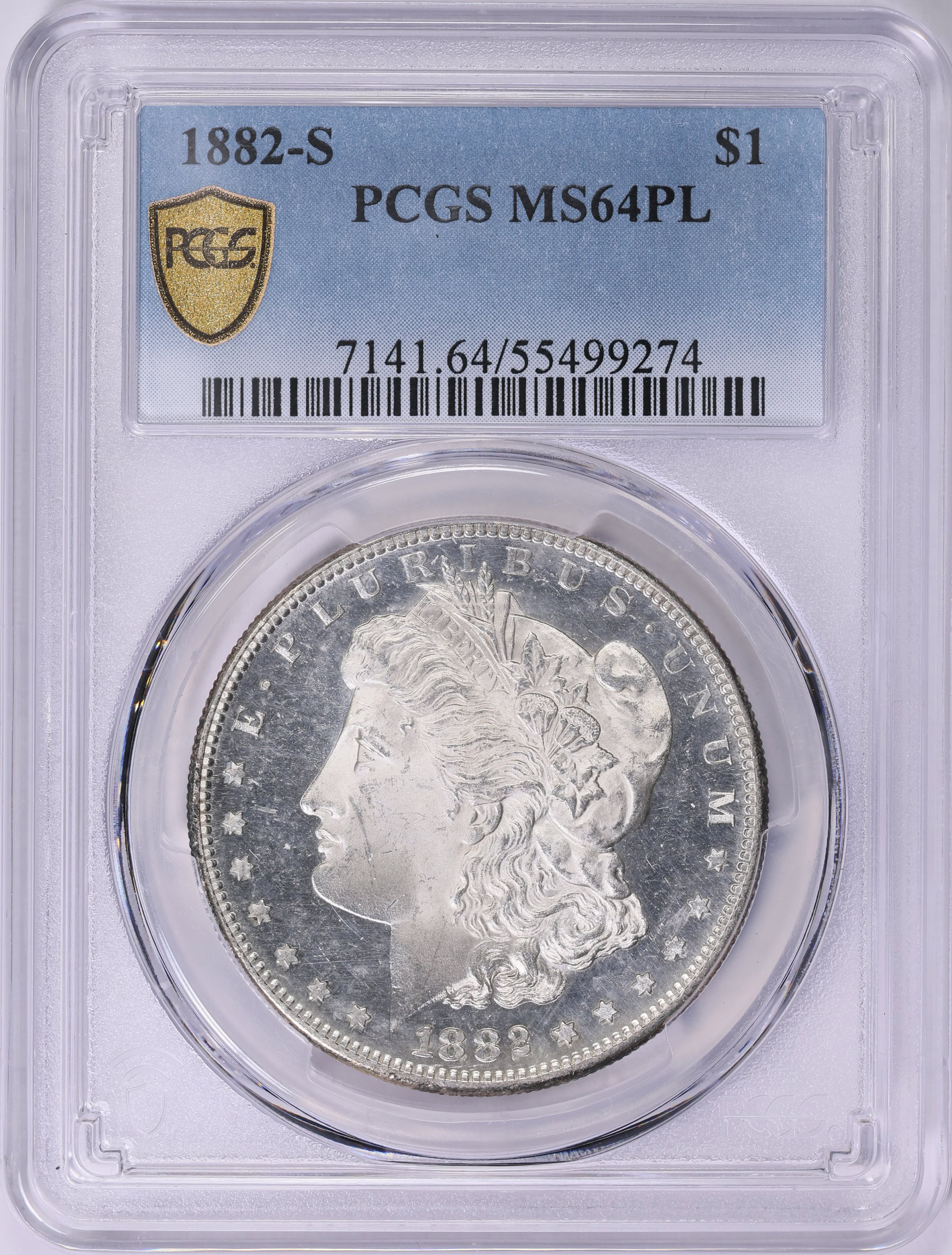 1882-S Morgan Silver Dollar PCGS MS-64 PL (Item 1800156) | GreatCollections Coin Auctions