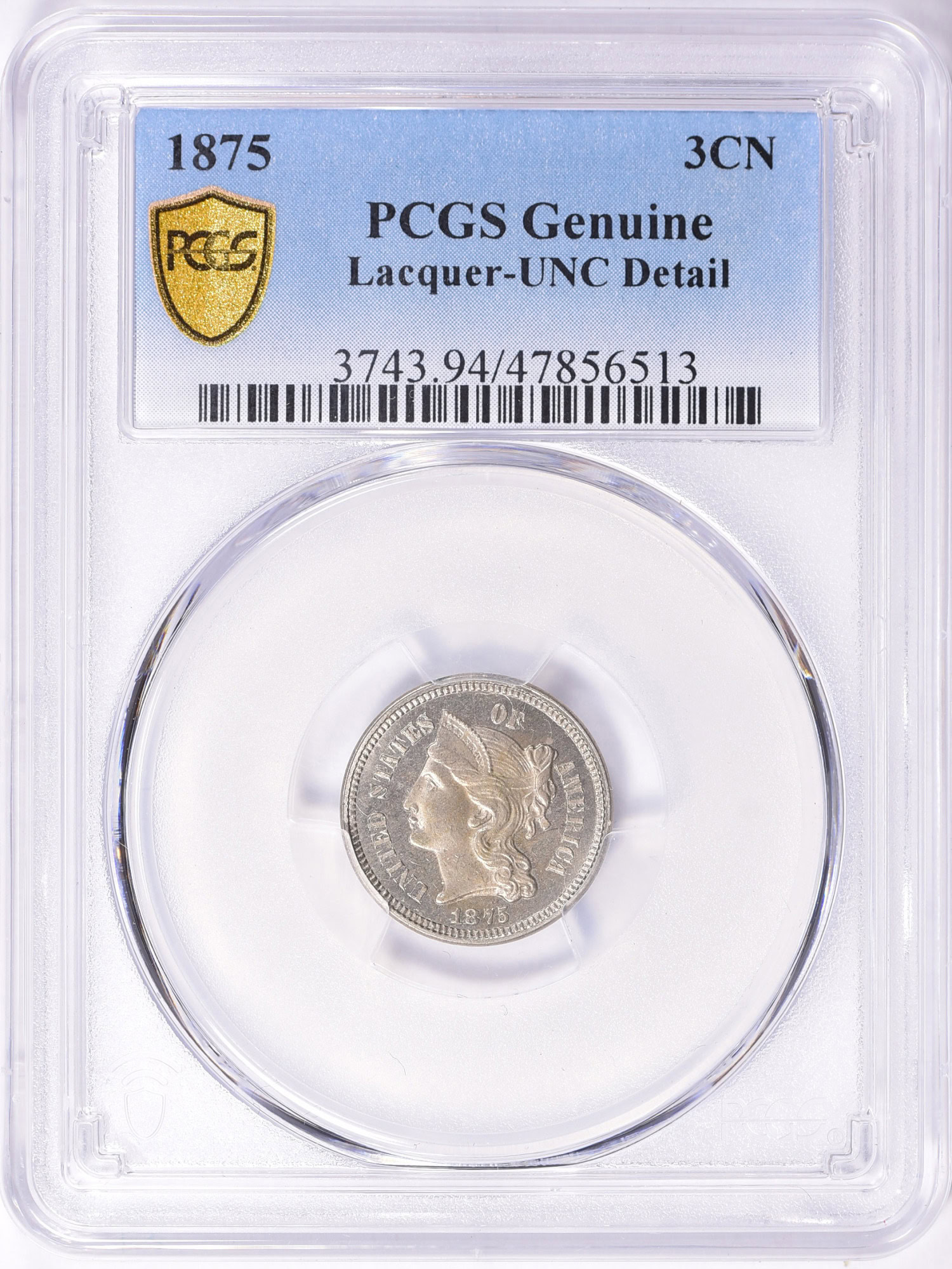 1875 Nickel Three-Cent Piece PCGS Genuine Unc Details (Item 1800217 ...
