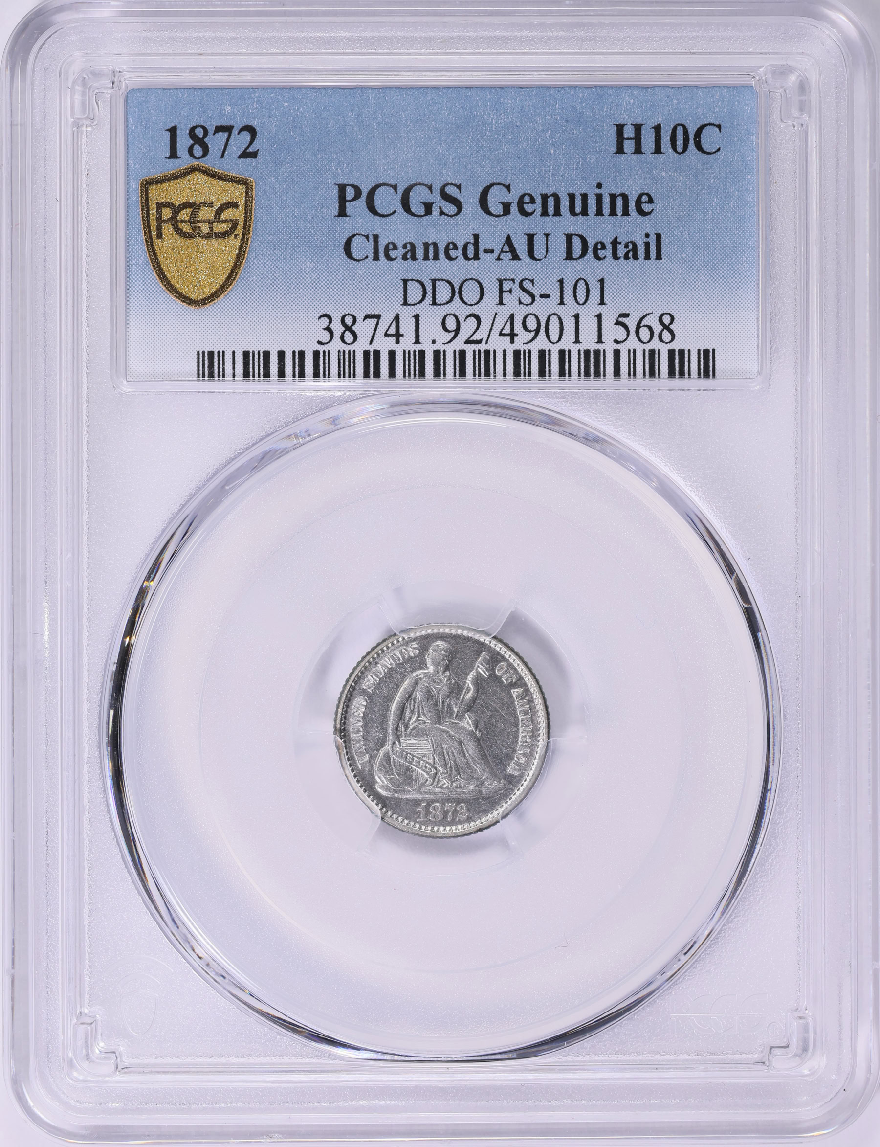 1872 Seated Liberty Half Dime Doubled Die Obverse FS-101 PCGS Genuine AU Details (Item 1800231 ...