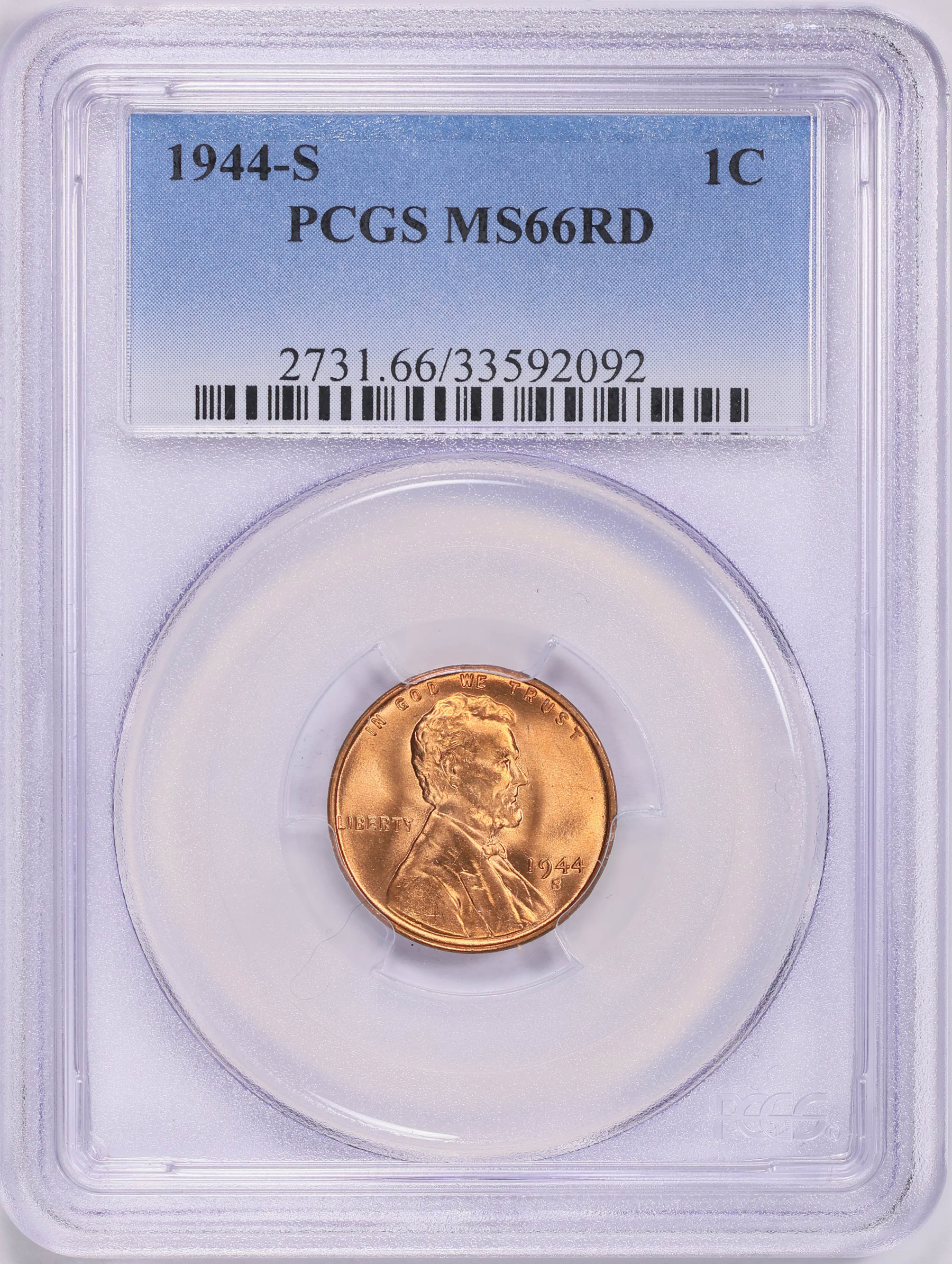 1944-S Lincoln Cent PCGS MS-66 RD (Item 1800301) | GreatCollections Coin Auctions