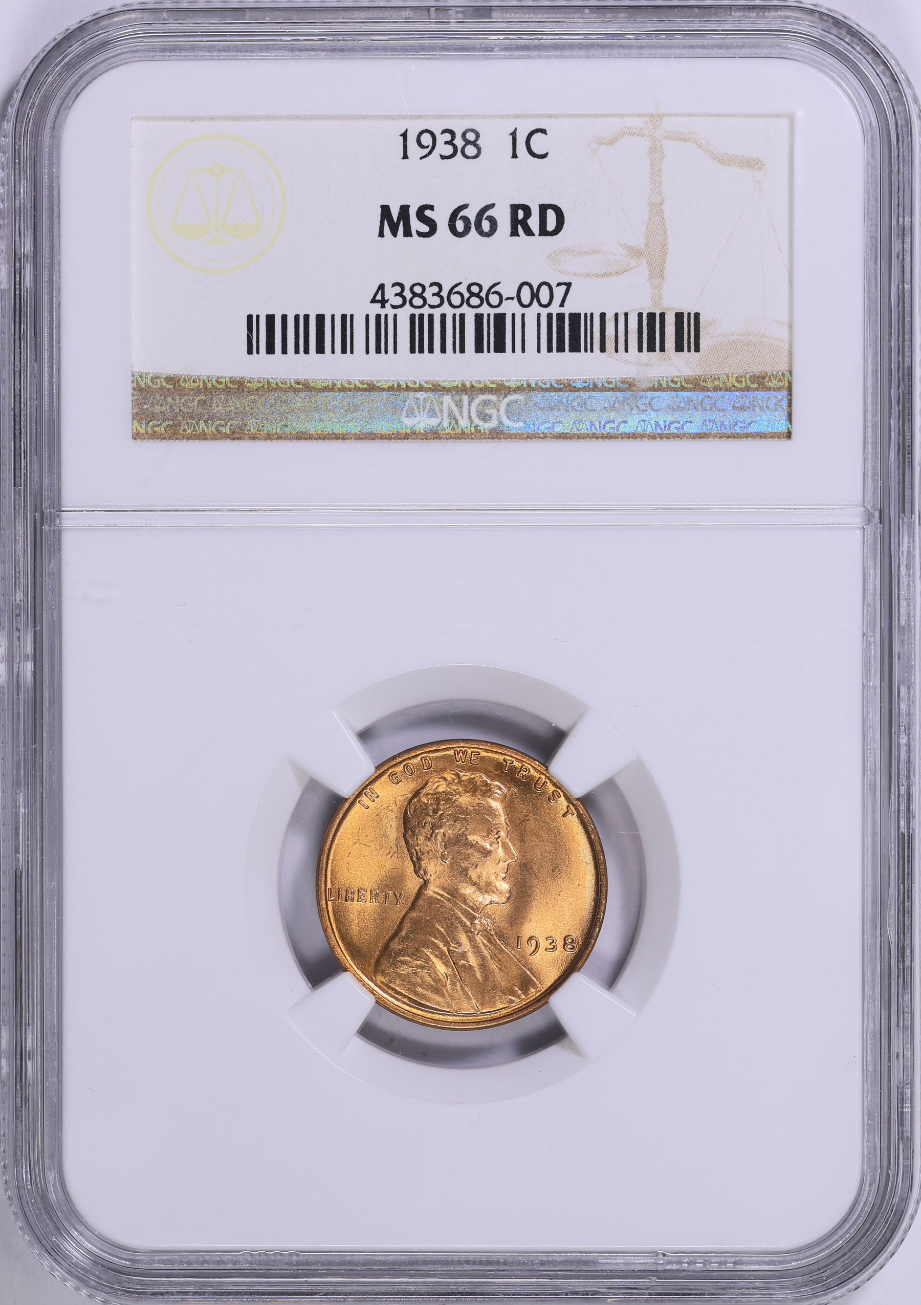 1938 Lincoln Cent NGC MS-66 RD (Item 1800337) | GreatCollections Coin Auctions