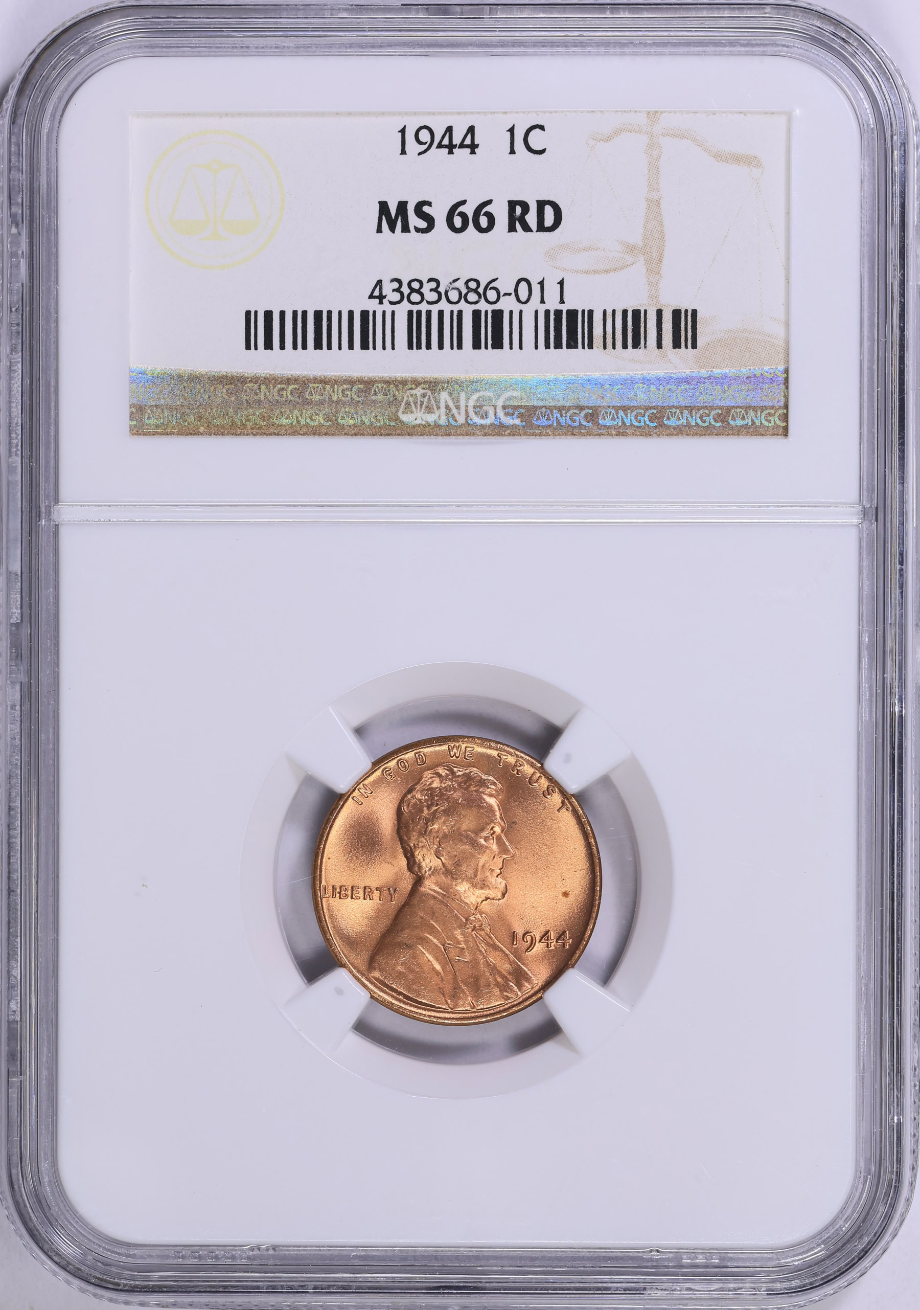 1944 Lincoln Cent NGC MS-66 RD (Item 1800340) | GreatCollections Coin Auctions