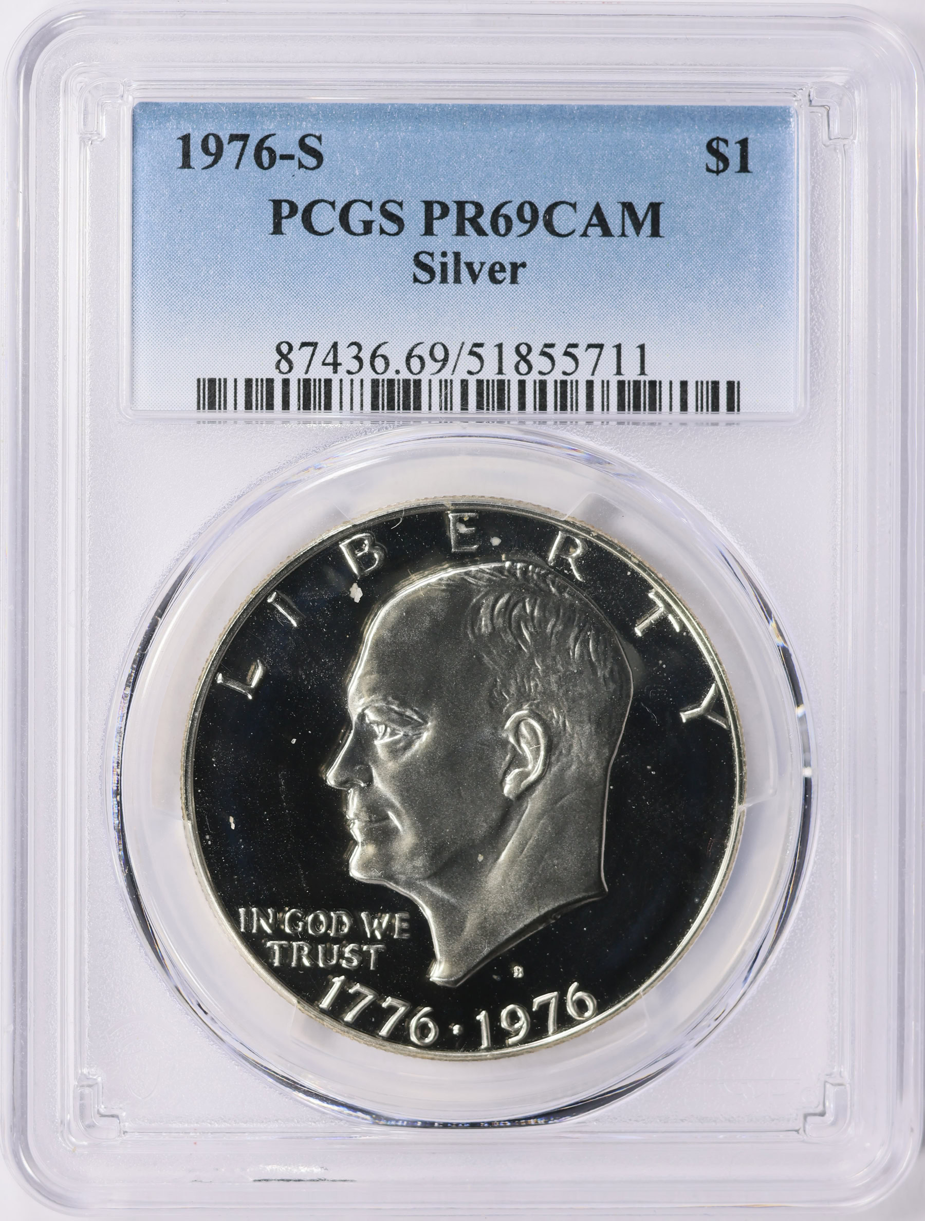 1976-S Eisenhower Dollar Silver PCGS Proof-69 CAMEO (Item 1800500) | GreatCollections Coin Auctions