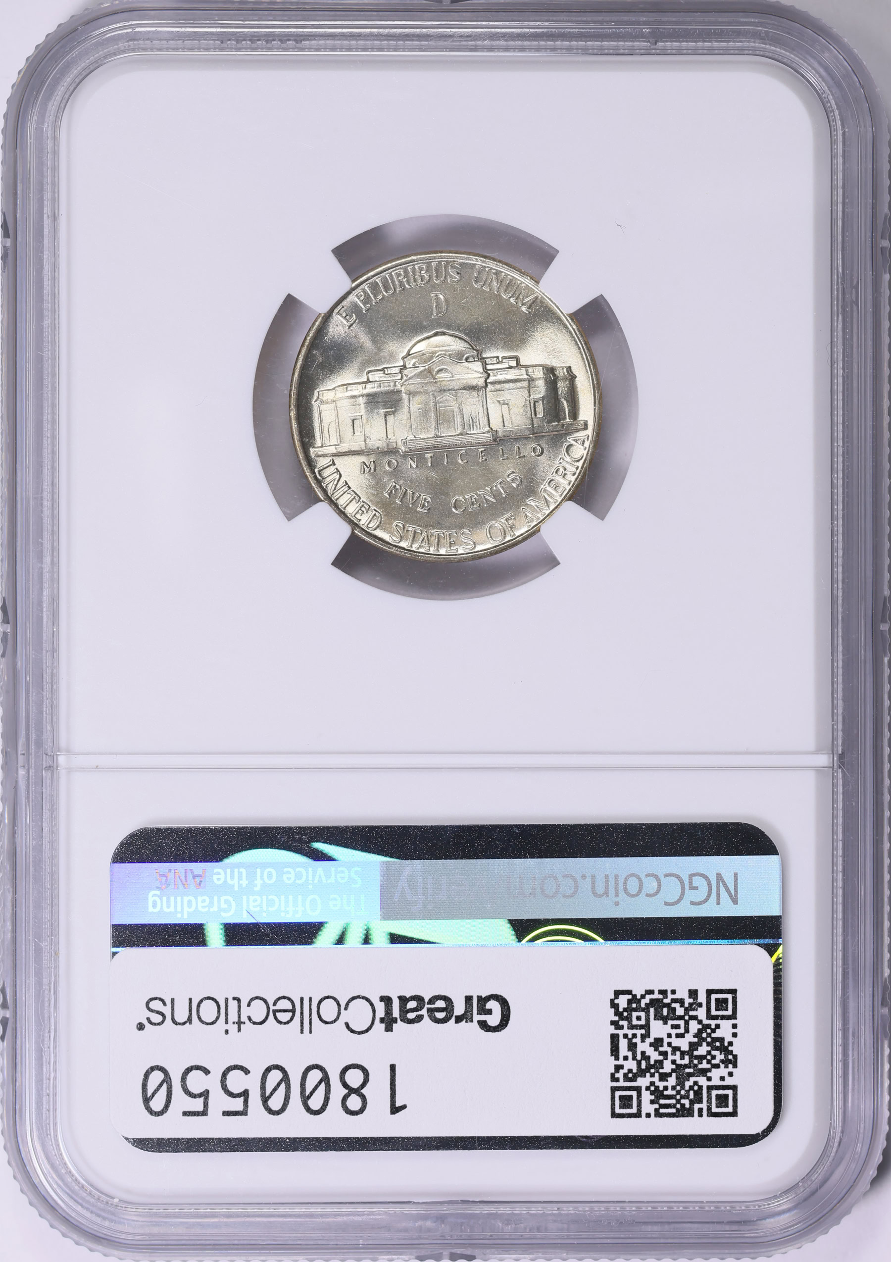 1943-D Jefferson Nickel NGC MS-67 5FS (Item 1800550) | GreatCollections Coin Auctions