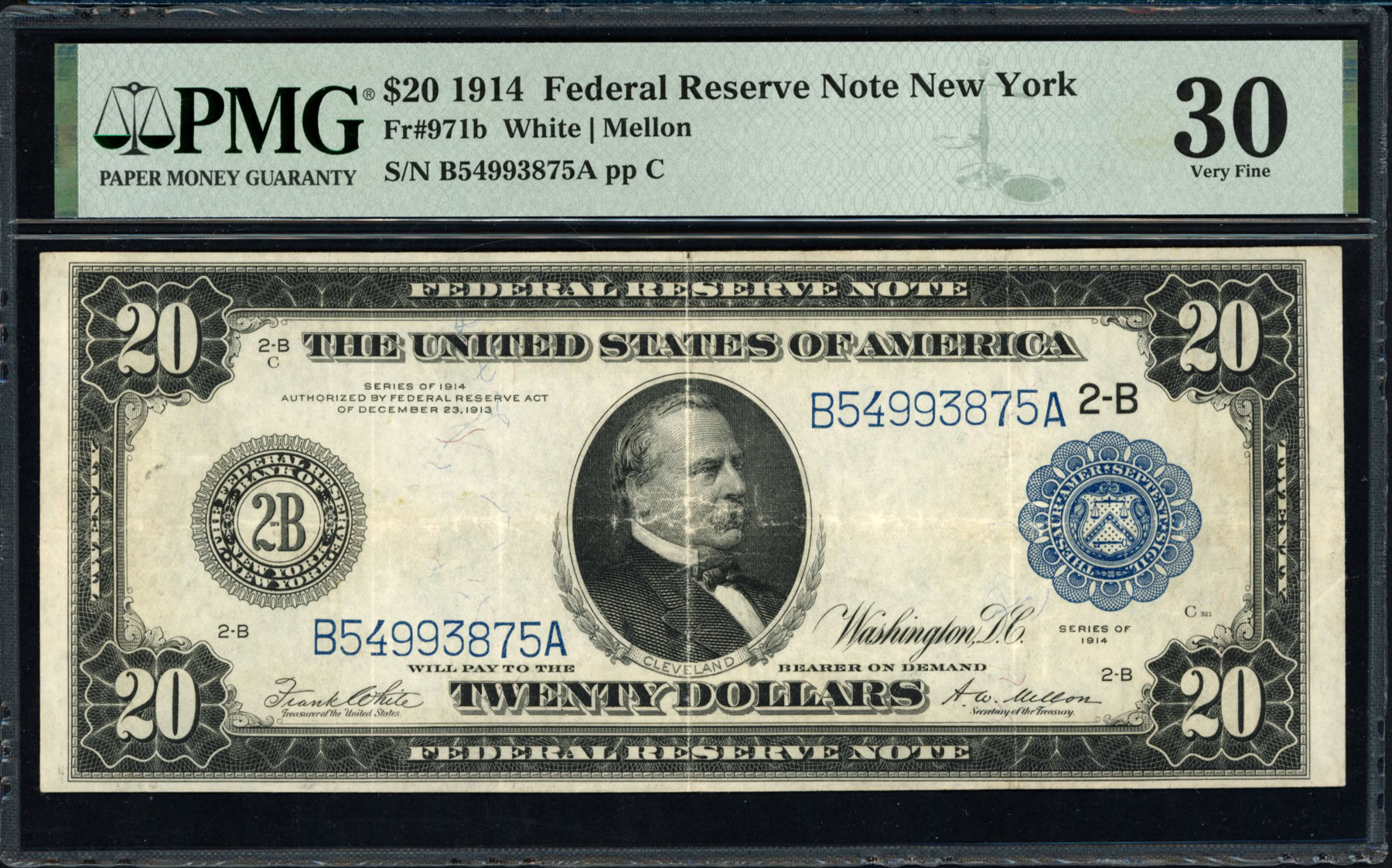 Fr. 971b 1914 $20 New York Federal Reserve Note White / Mellon PMG Very Fine 30 | PMG Cert ...