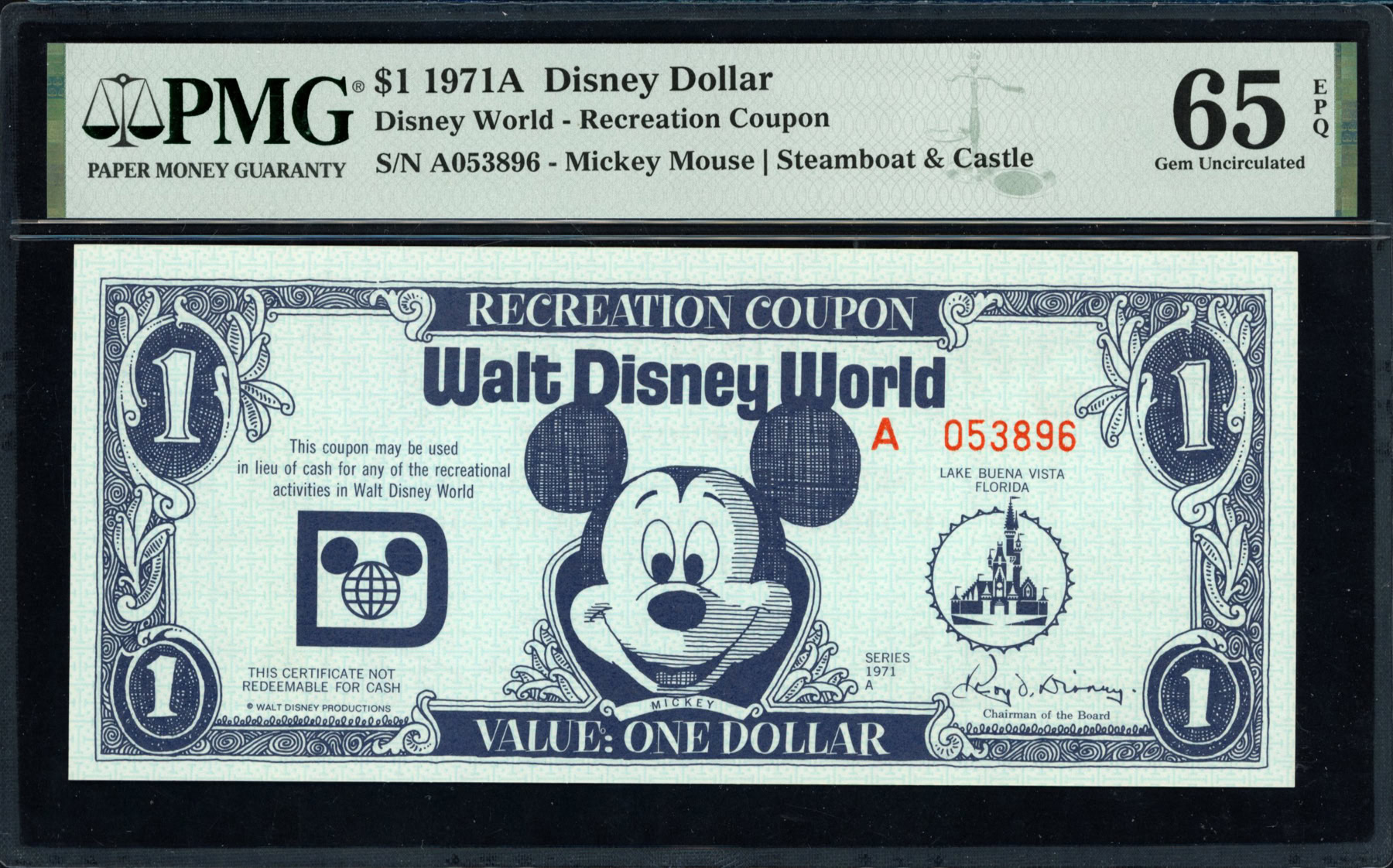 1971A Disney World $1 Disney Dollar Recreation Coupon Mickey Mouse ...