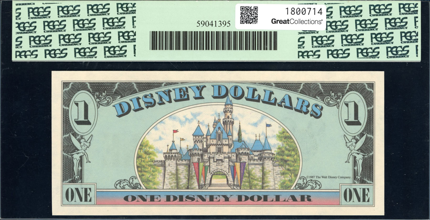 1987 $1 Disney Dollar Proof Note Mickey / Sleeping Beauty's Castle ...