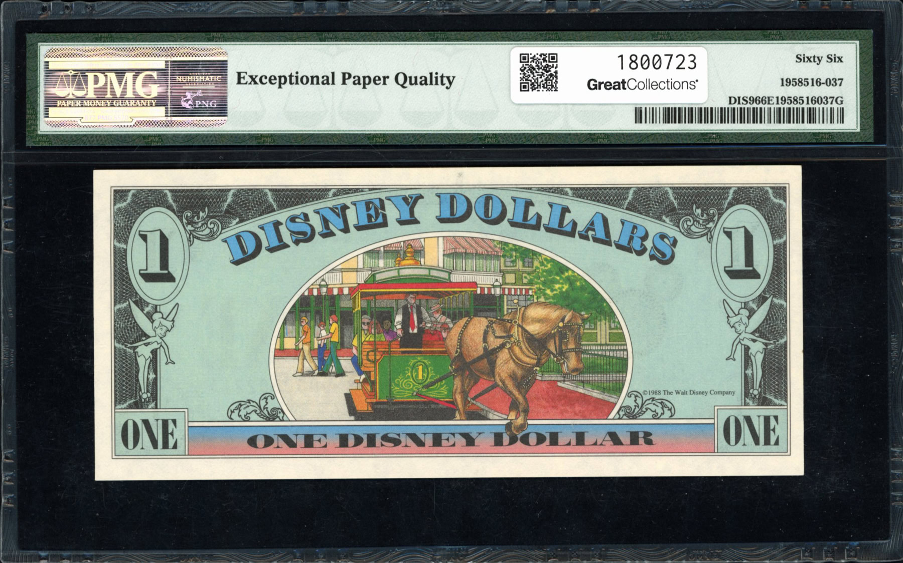 1988 Disney World $1 Disney Dollar Mickey / Main Street USA DIS9 PMG ...