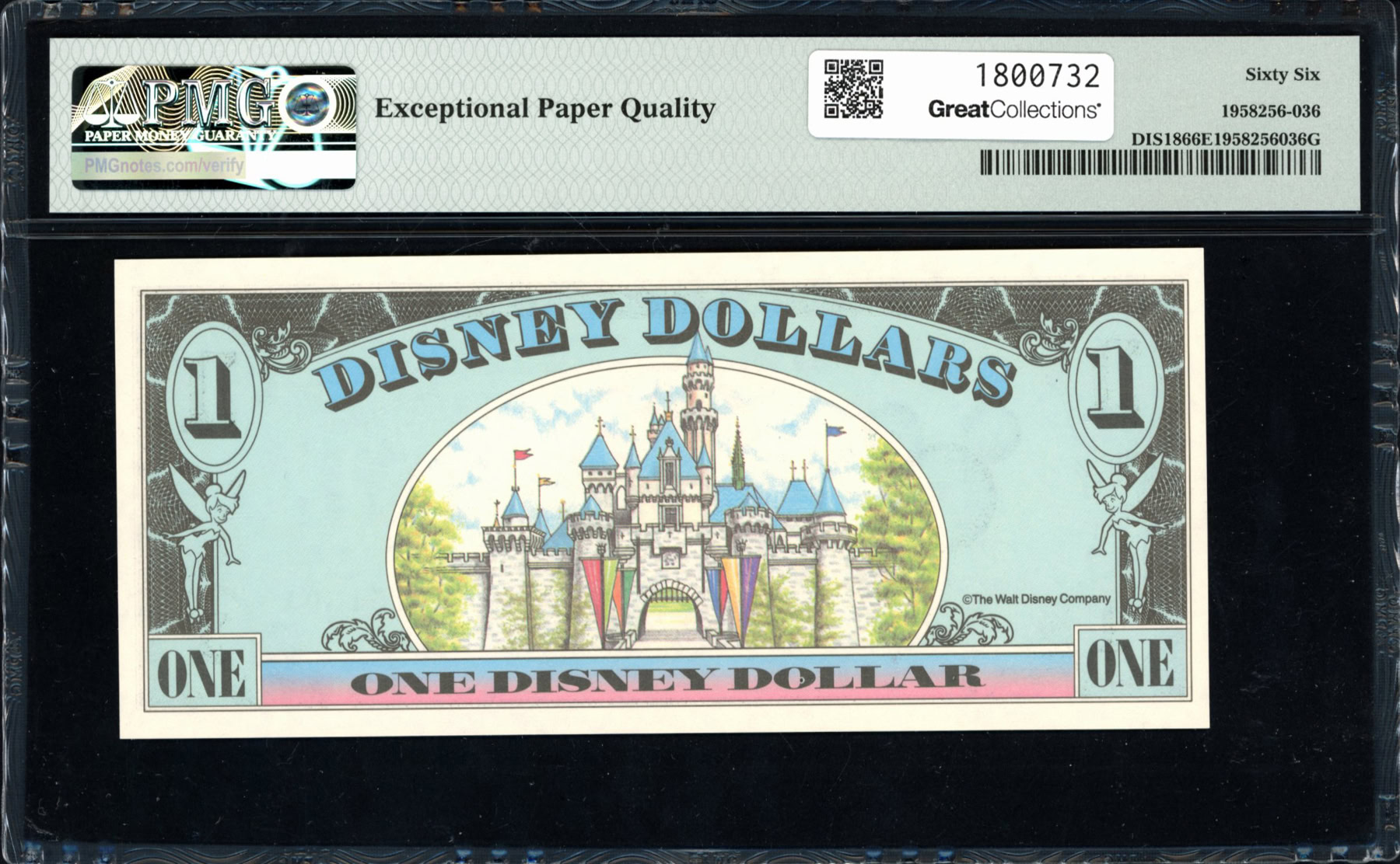 1990 Disney World $1 Disney Dollar Mickey / Sleeping Beauty's Castle ...